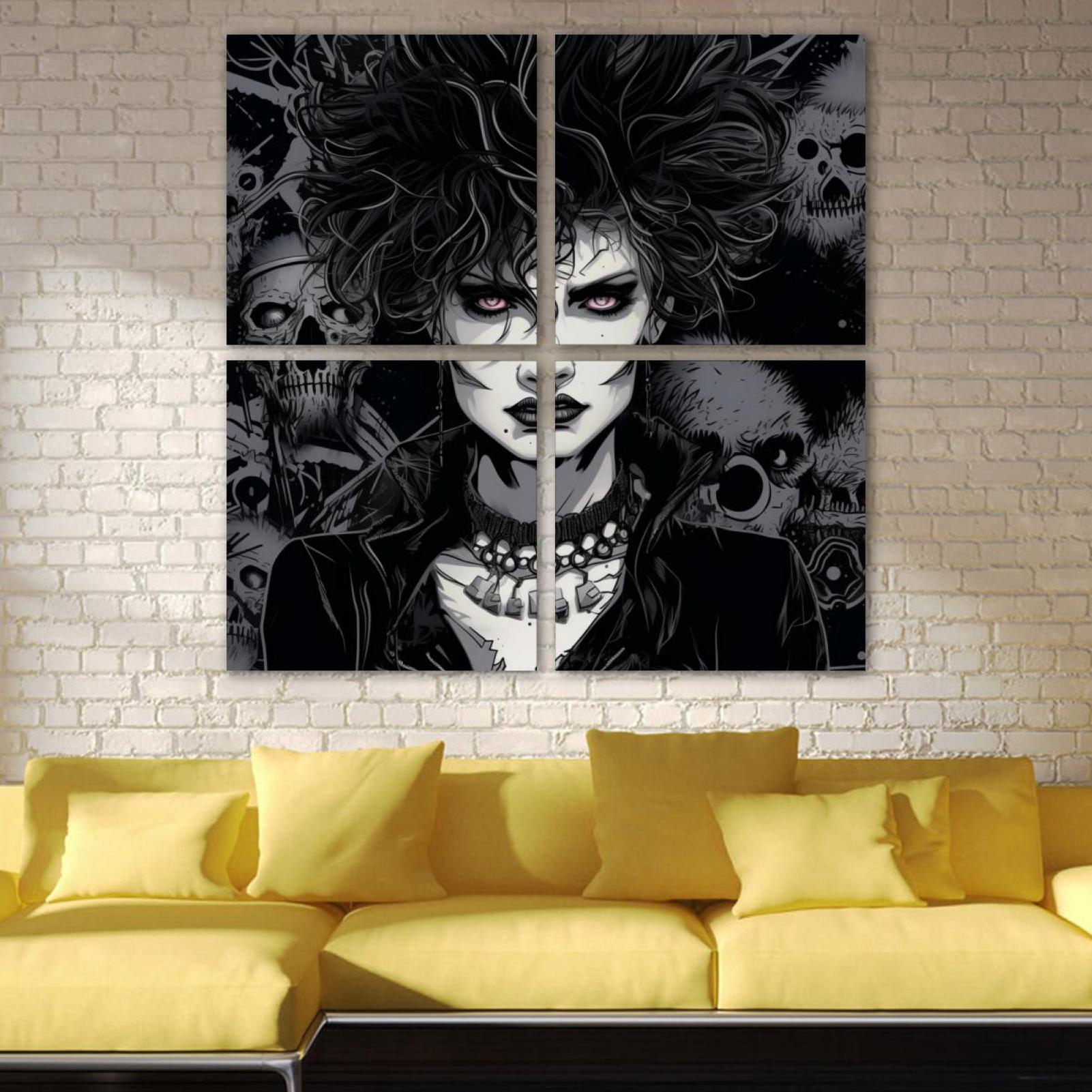OWNSERIES Dark Punk Pattern Pattern 4PC Frameless Canvas Wall Art ...