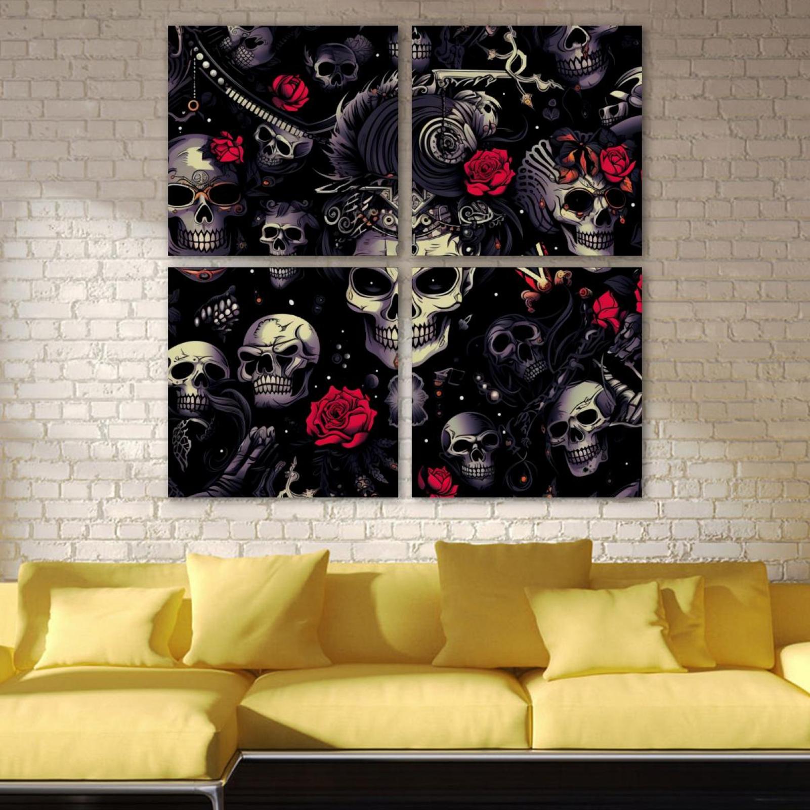 OWNSERIES Dark Punk Pattern Pattern 4PC Frameless Canvas Wall Art ...