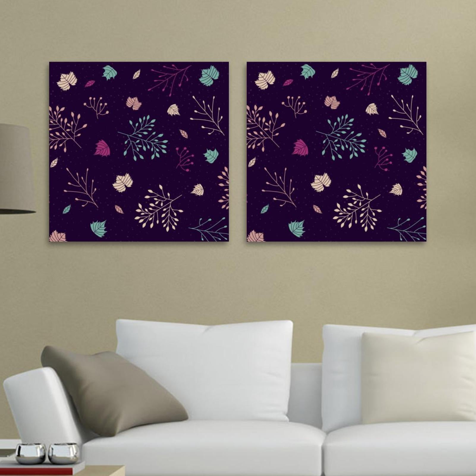 OWNSERIES Dark Purple Leaves Pattern-01 Pattern 2PC Canvas Wall Art ...