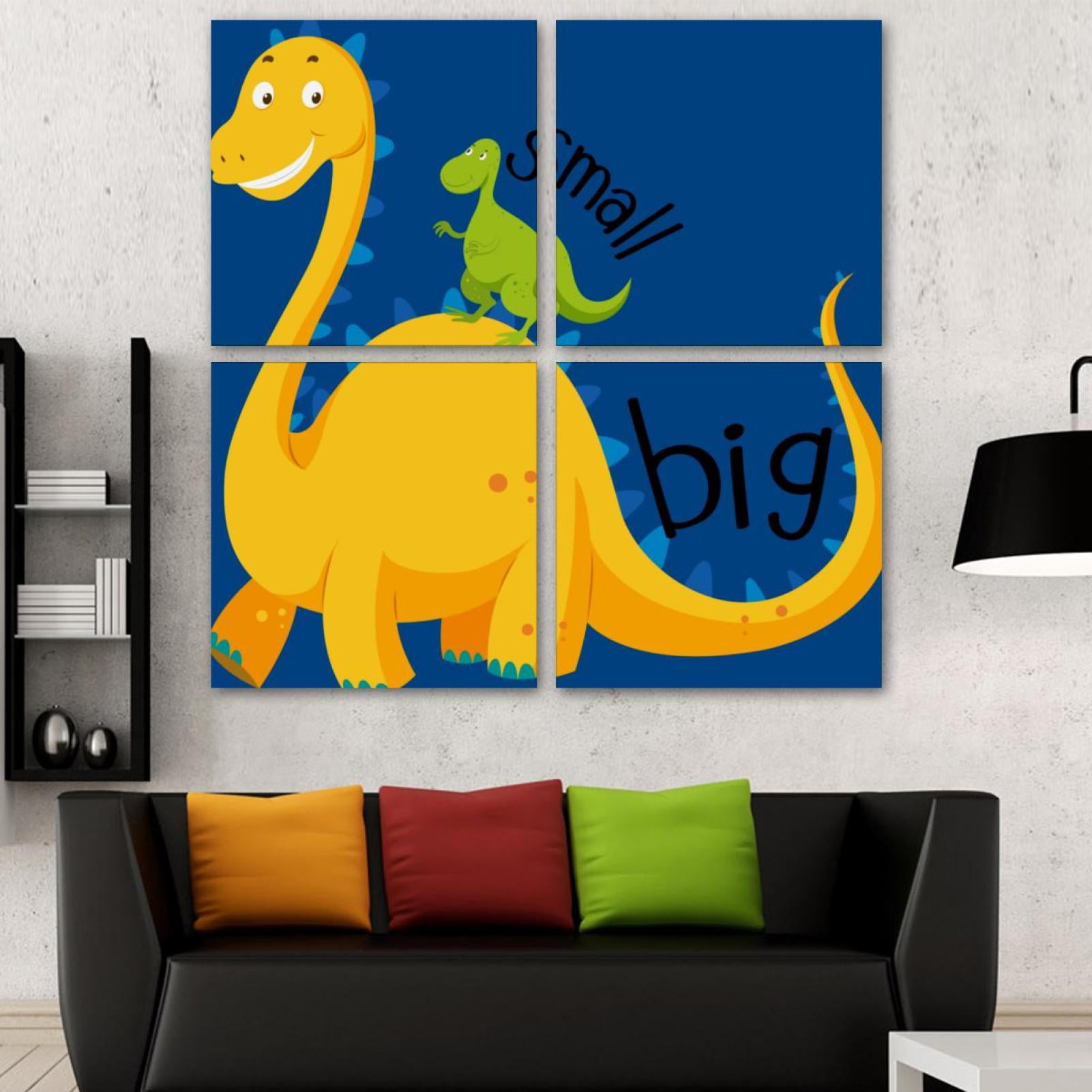 OWNSERIES Dinosaur Animal Pattern 4PC Frameless Canvas Wall Art ...