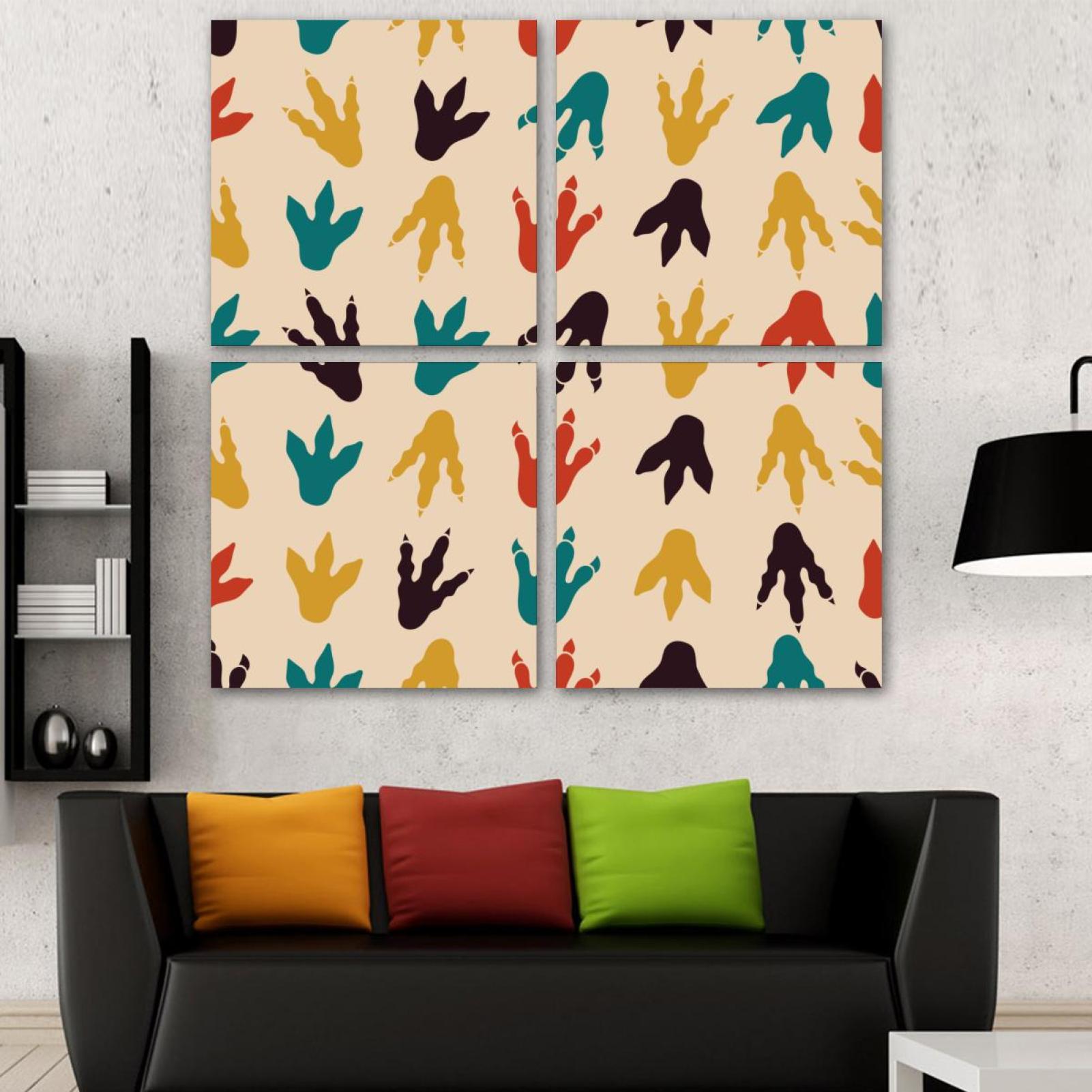 OWNSERIES Dinosaur Footprint Pattern 4PC Frameless Canvas Wall Art ...