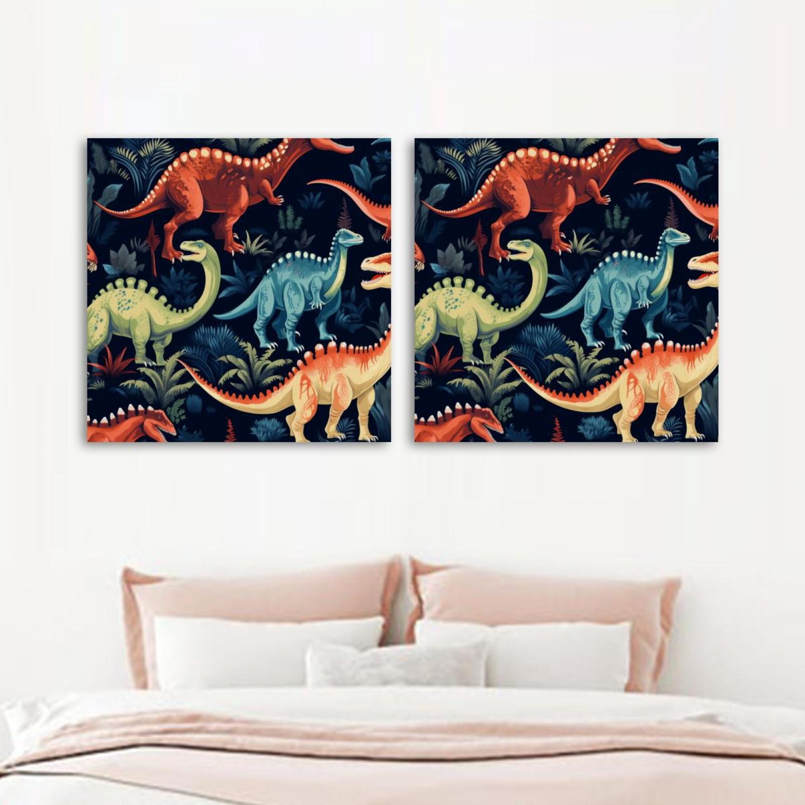 OWNSERIES Dinosaur Pattern 2PC Canvas Wall Art Paintings for Living ...
