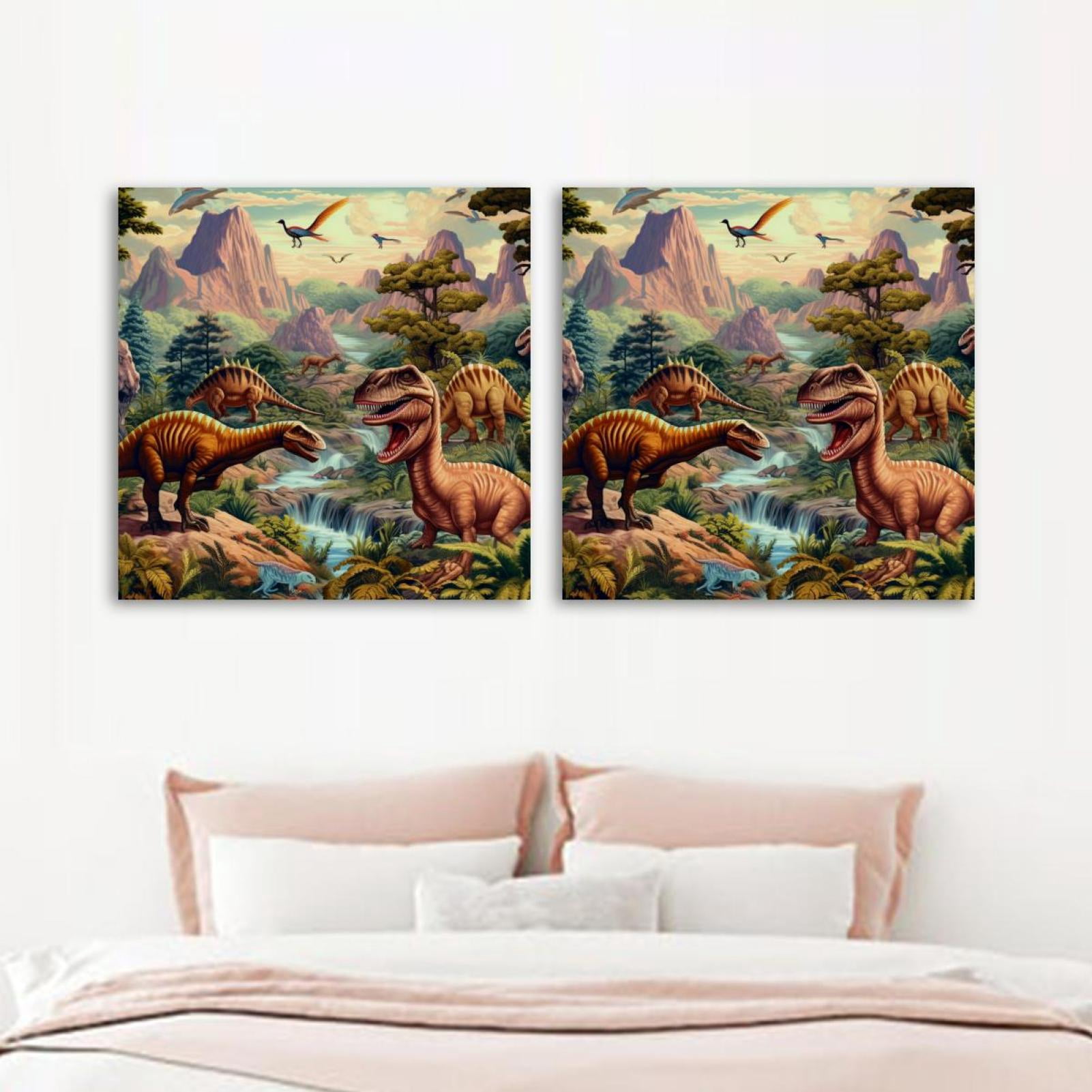 OWNSERIES Dinosaur Pattern 2PC Canvas Wall Art Paintings for Living ...