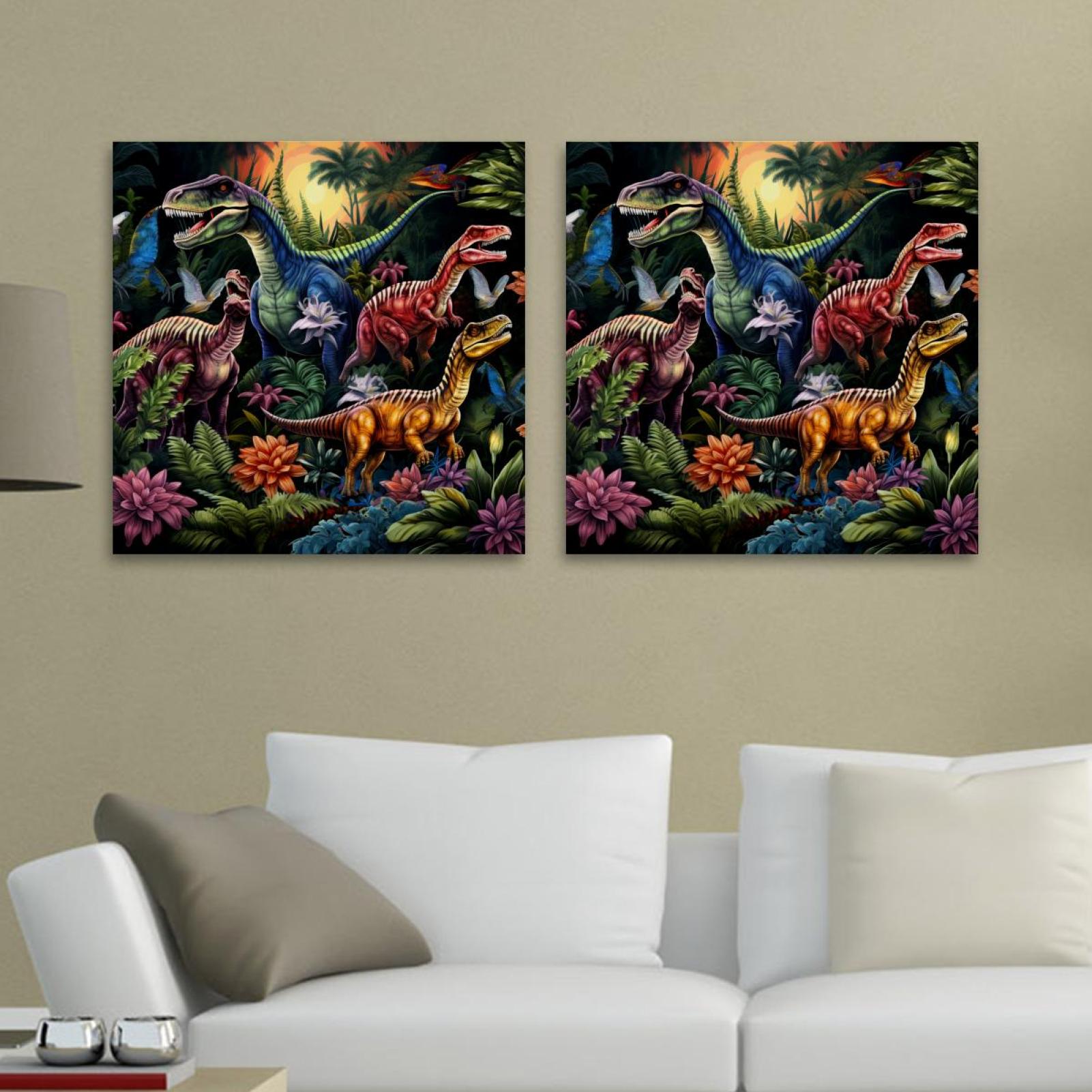OWNSERIES Dinosaur Pattern 2PC Canvas Wall Art Paintings for Living ...