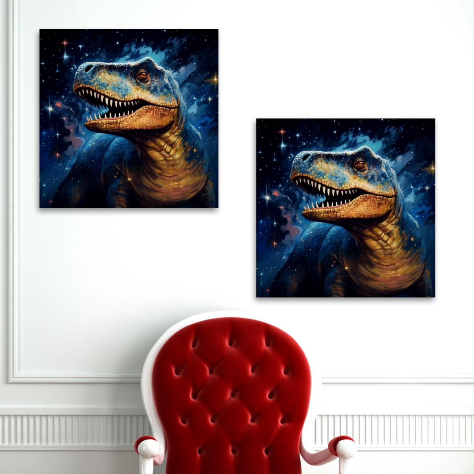 OWNSERIES Dinosaurs under the Stars Pattern 2PC Canvas Wall Art ...