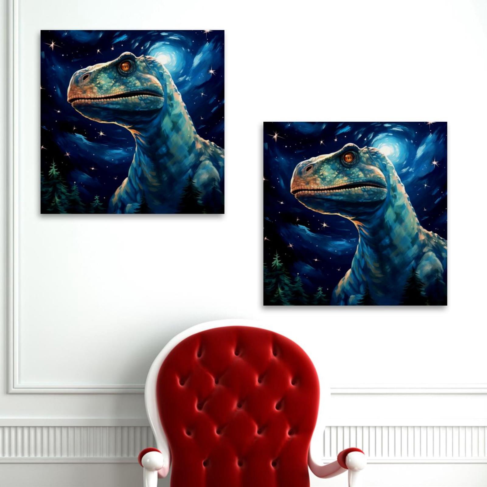 OWNSERIES Dinosaurs under the Stars Pattern 2PC Canvas Wall Art ...