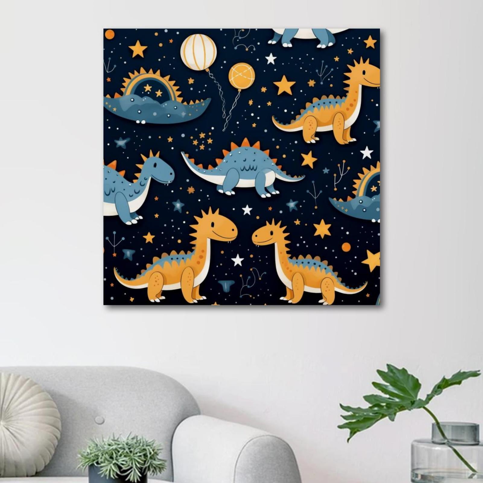 OWNSERIES Dinosaurs under the Stars Pattern Canvas Wall Art Paintings ...