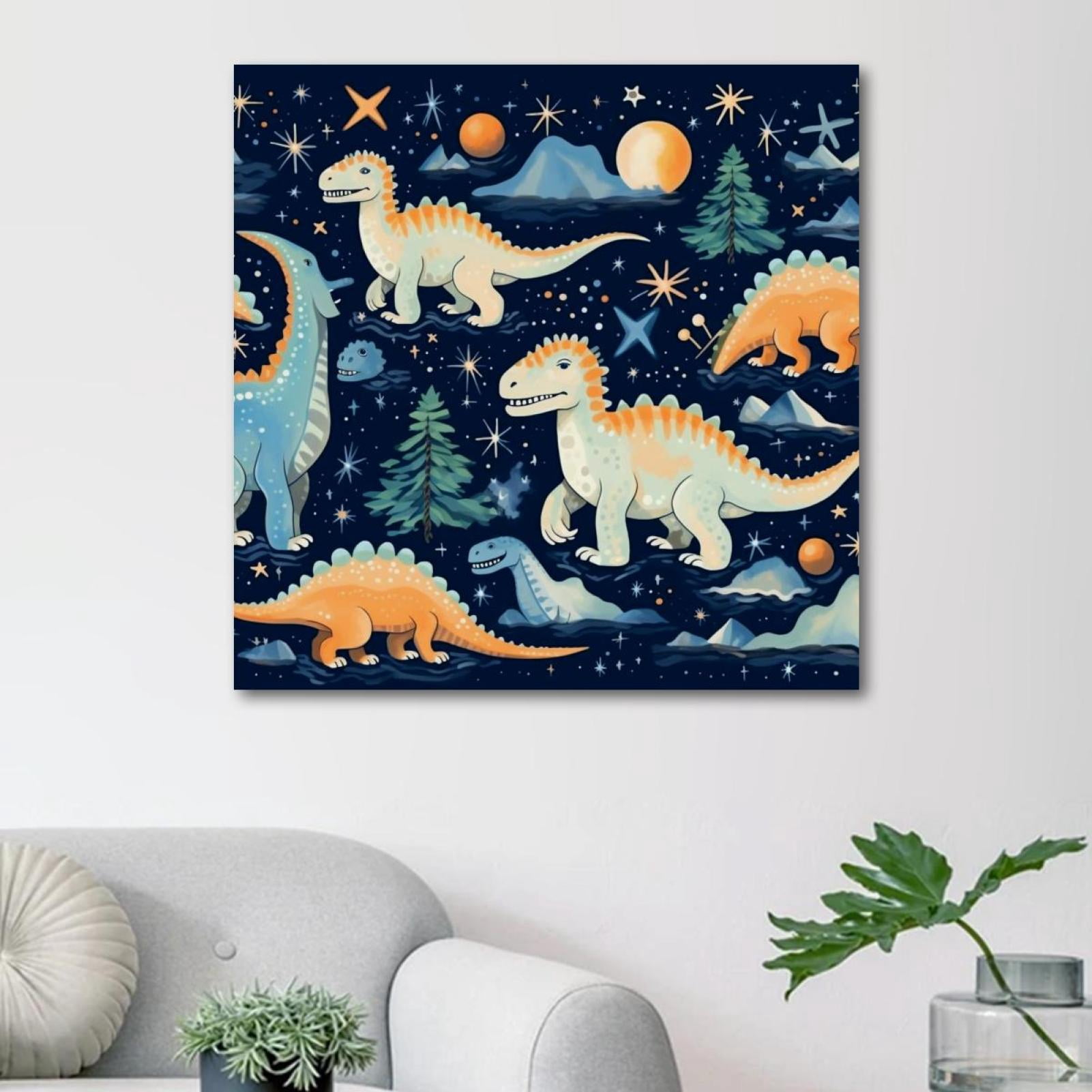 OWNSERIES Dinosaurs under the stars Pattern Canvas Wall Art Paintings ...