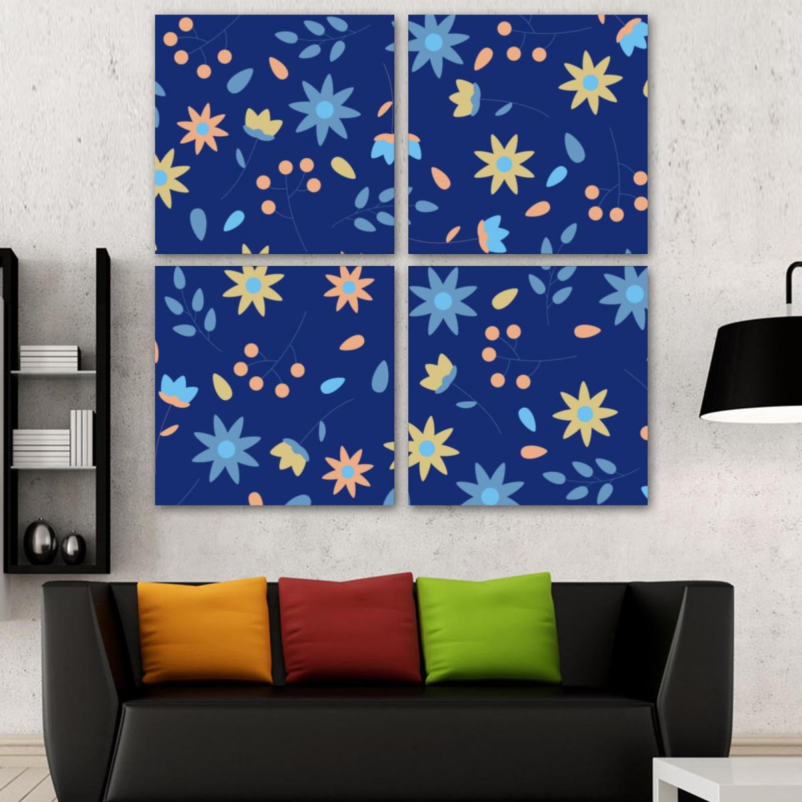OWNSERIES Ditsy Flowers Leaves Print Pattern 4PC Frameless Canvas Wall ...