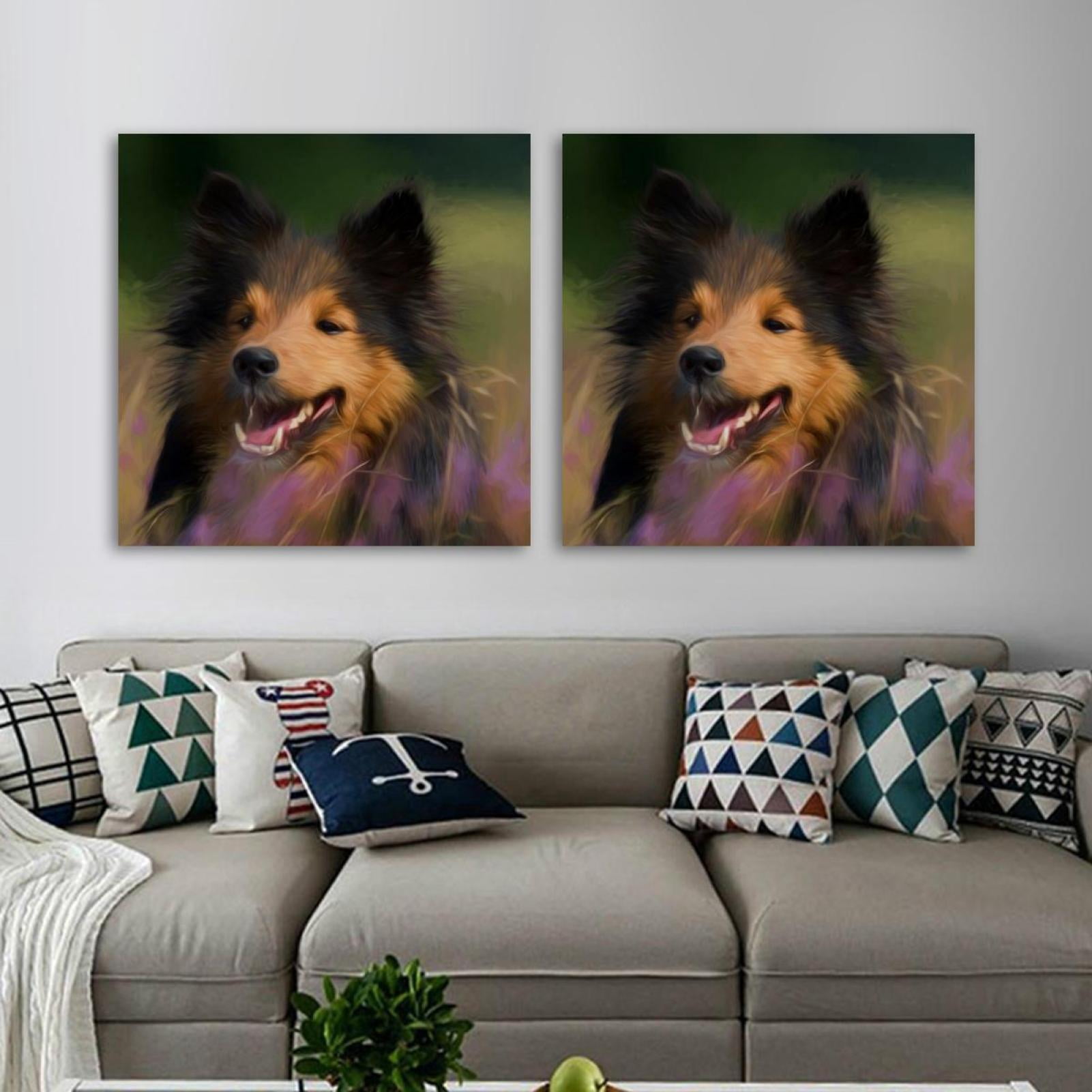 OWNSERIES Dog Pattern 2PC Canvas Wall Art Paintings for Living Room ...