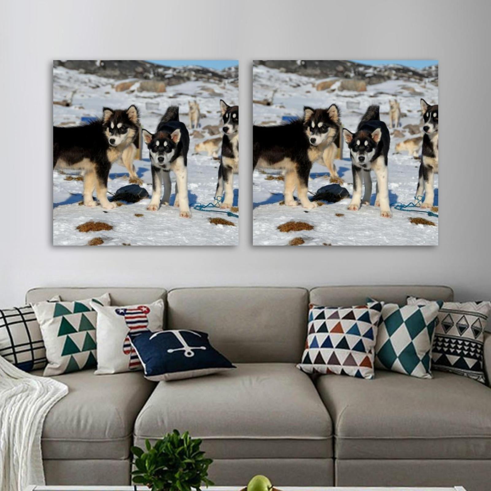 OWNSERIES Dog Pattern Pattern 2PC Canvas Wall Art Paintings for Living ...