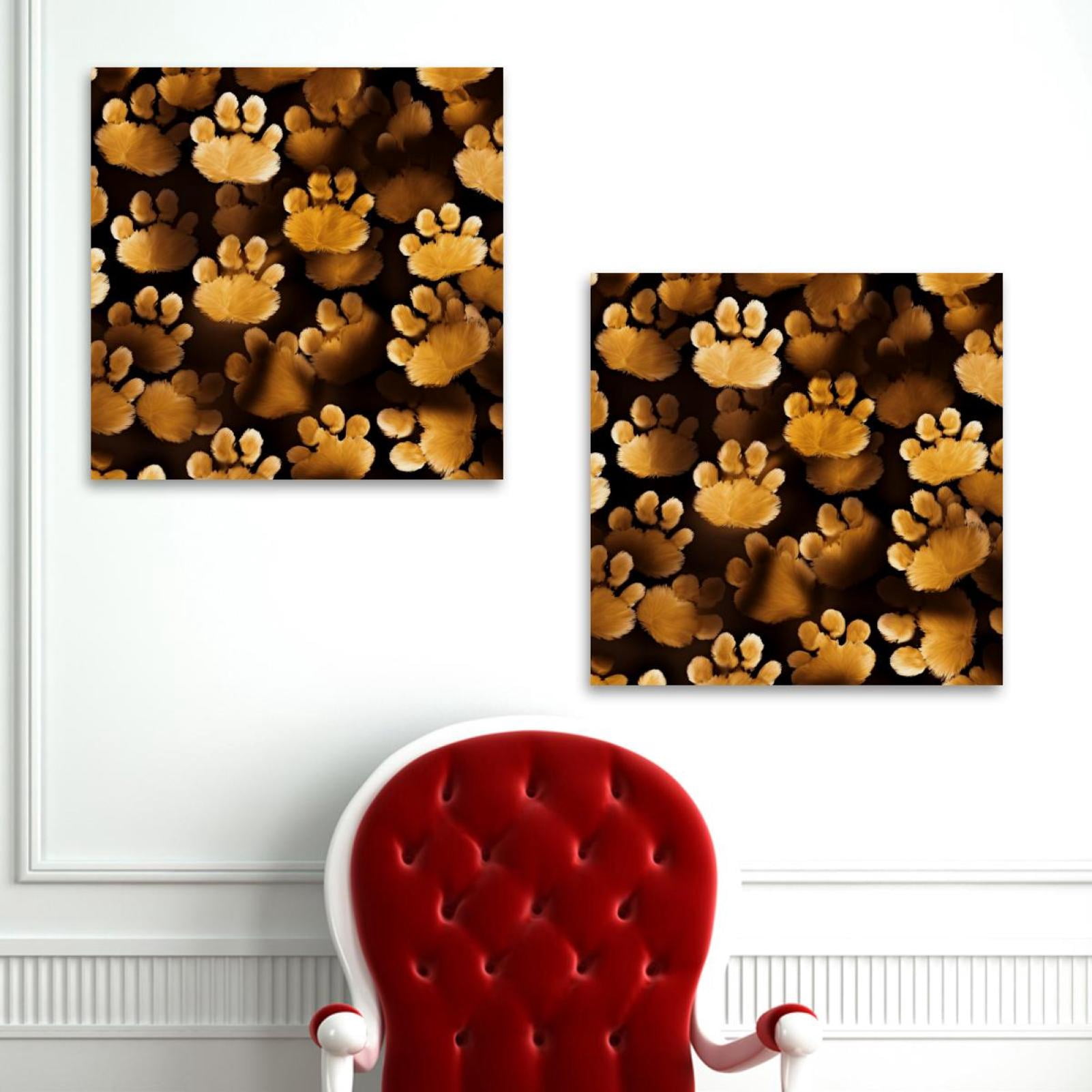 OWNSERIES Dog Paw Prints Pattern 2PC Canvas Wall Art Paintings for ...