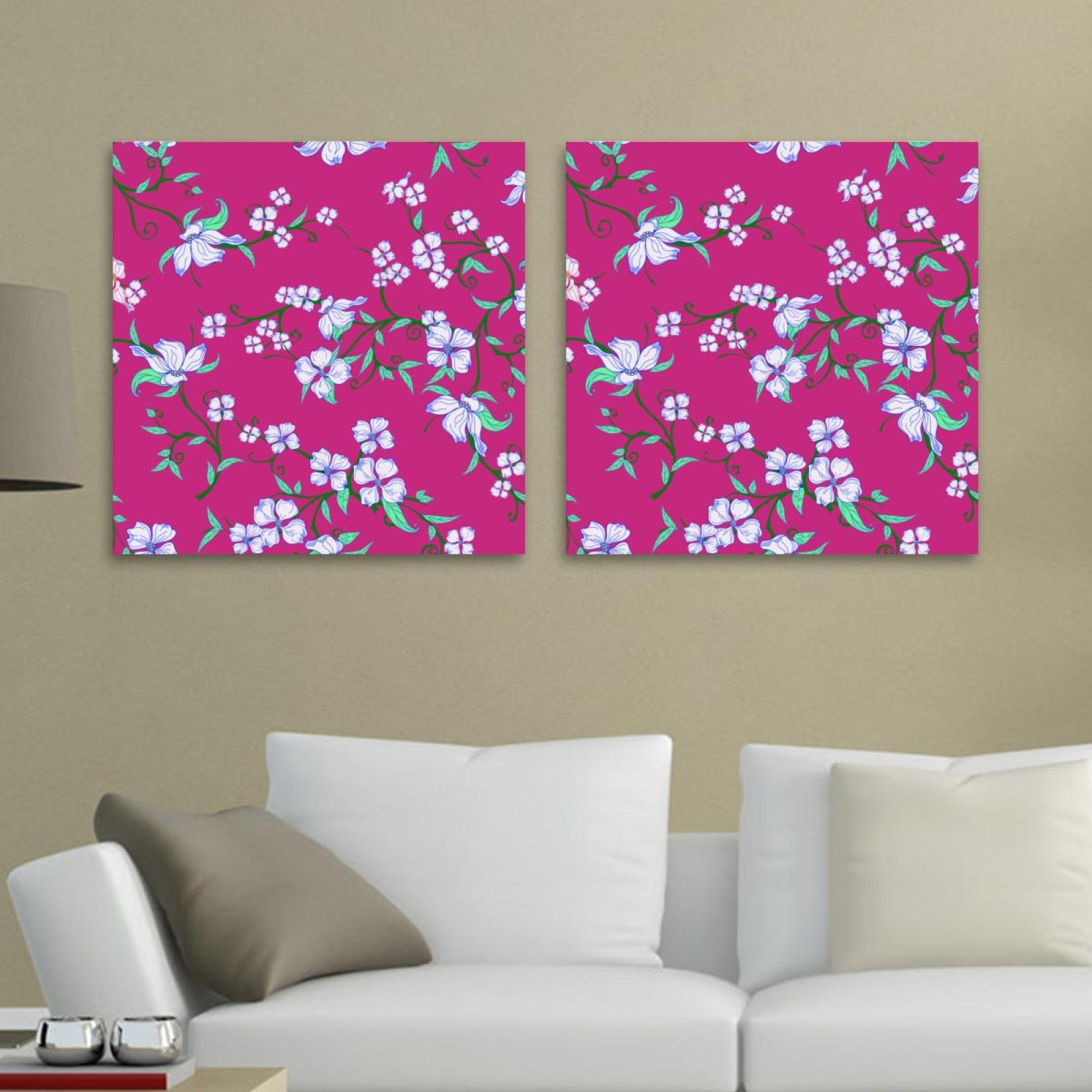 OWNSERIES Dogwood Seamless Pattern 2PC Canvas Wall Art Paintings for ...