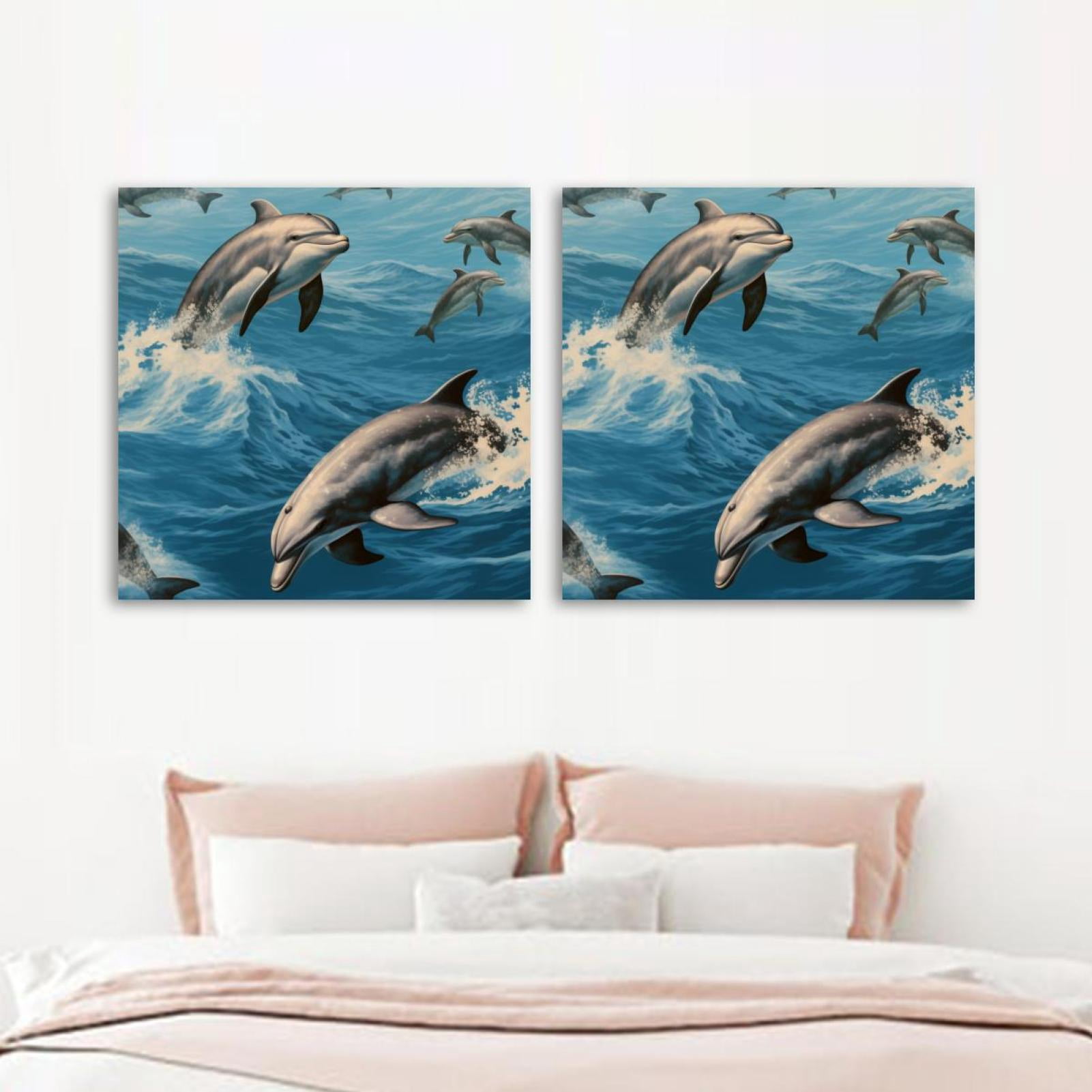 OWNSERIES Dolphin Pattern 2PC Canvas Wall Art Paintings for Living Room ...
