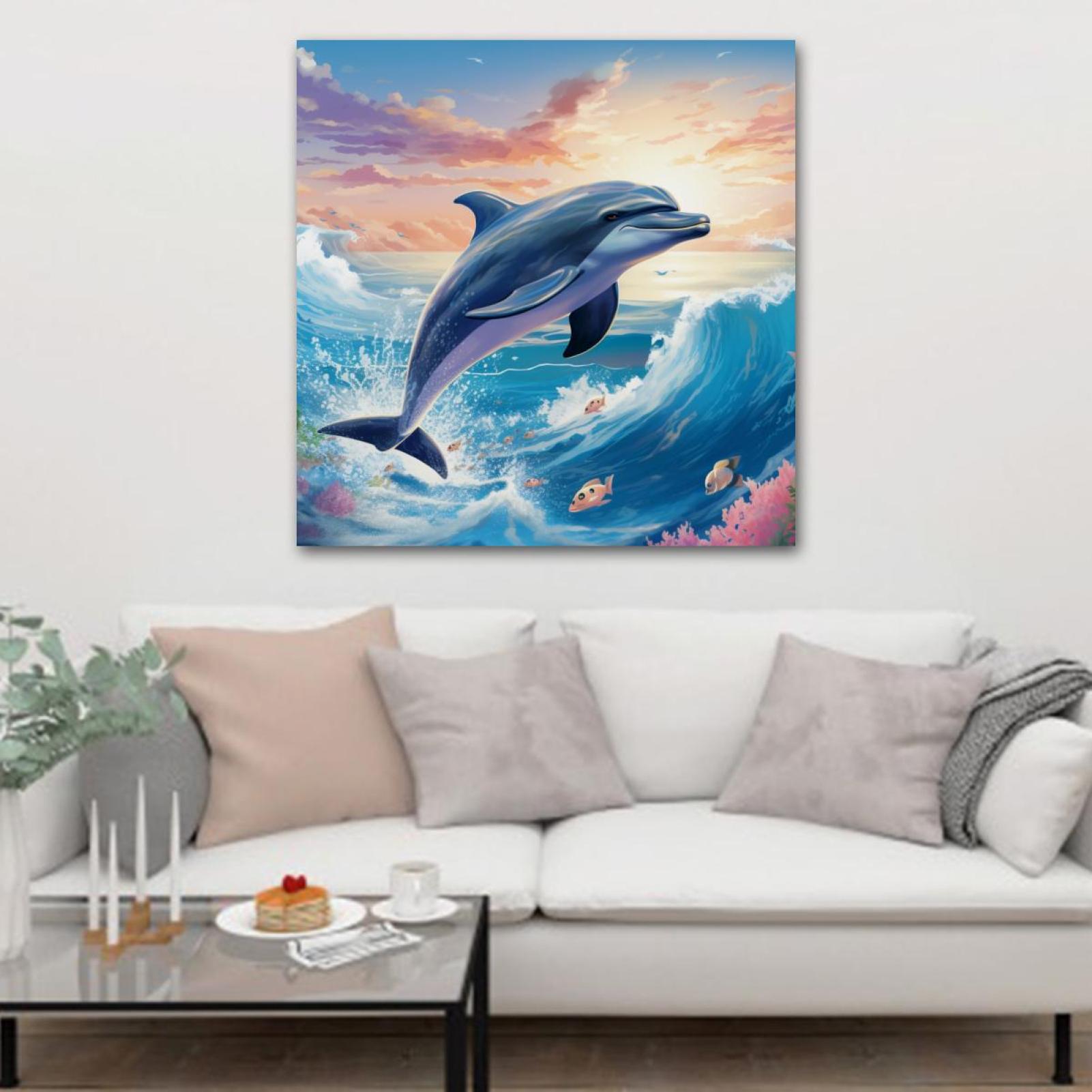 OWNSERIES Dolphin Pattern Canvas Wall Art Paintings for Living Room ...