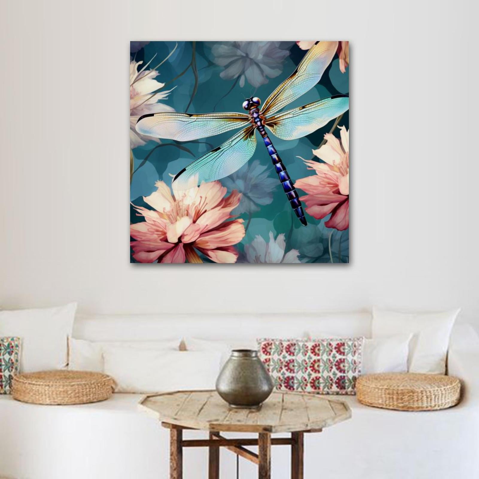 OWNSERIES Dragonfly Pattern Canvas Wall Art Paintings for Living Room - Canvas Framed Print Wall ...