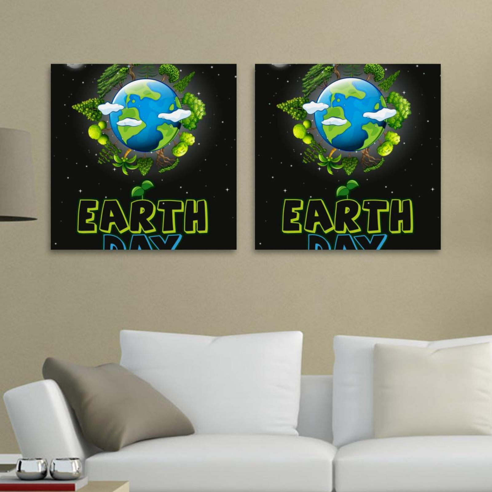 OWNSERIES Earth Day Pattern 2PC Canvas Wall Art Paintings for Living ...