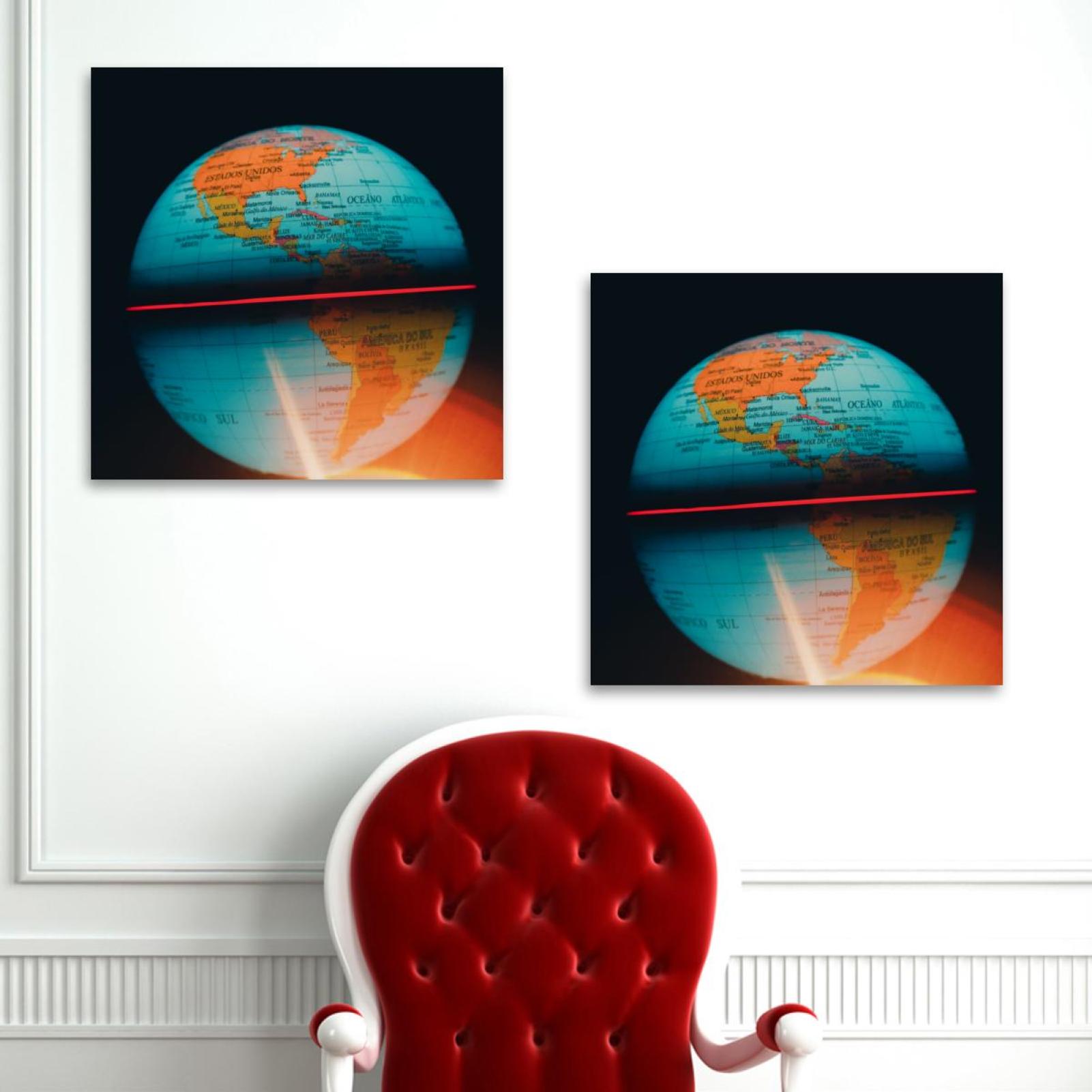 OWNSERIES Earth Map Globe Pattern 2PC Canvas Wall Art Paintings for ...