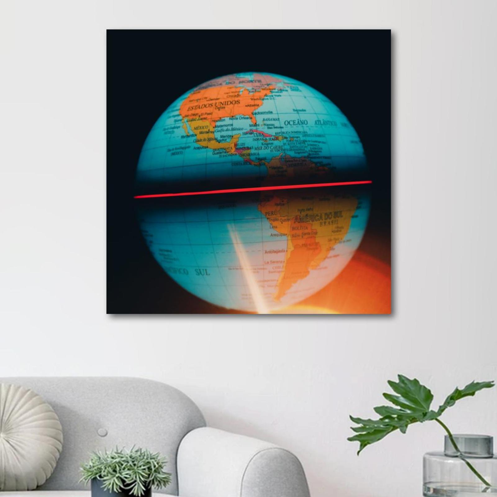 OWNSERIES Earth Map Globe Pattern Canvas Wall Art Paintings for Living ...