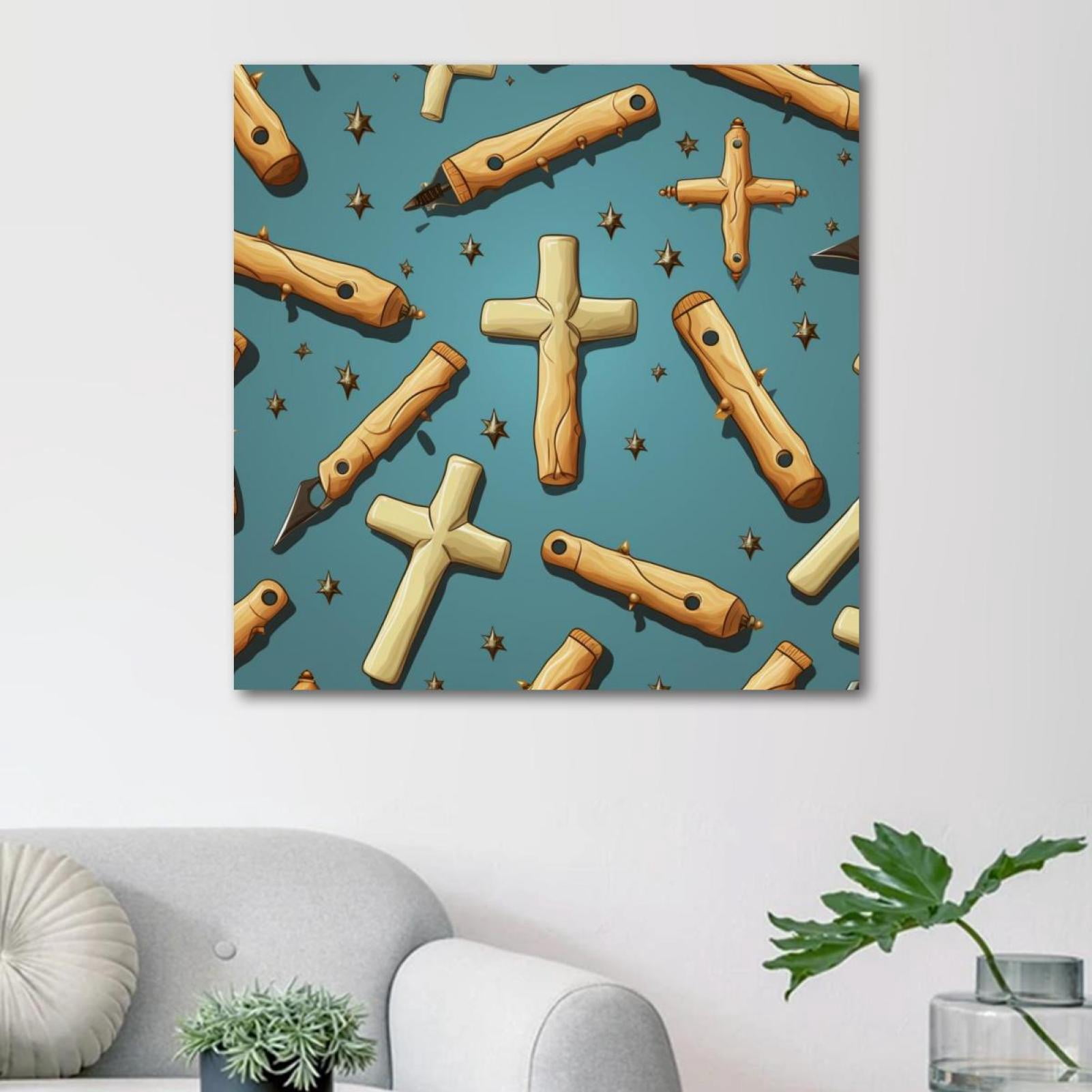 OWNSERIES Easter Cross Pattern Canvas Wall Art Paintings for Living ...