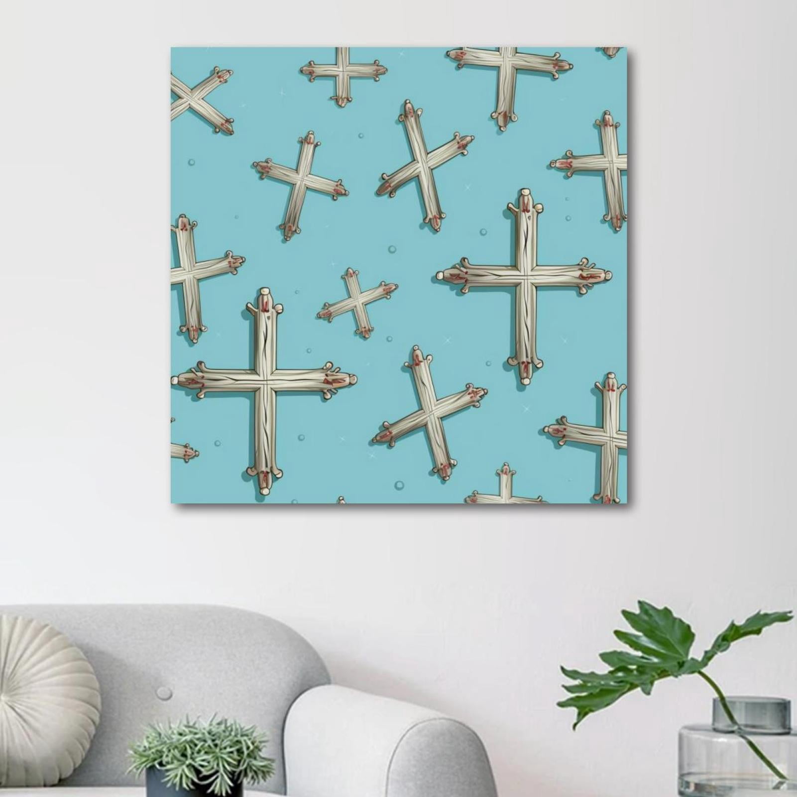 OWNSERIES Easter Cross Pattern Canvas Wall Art Paintings for Living ...