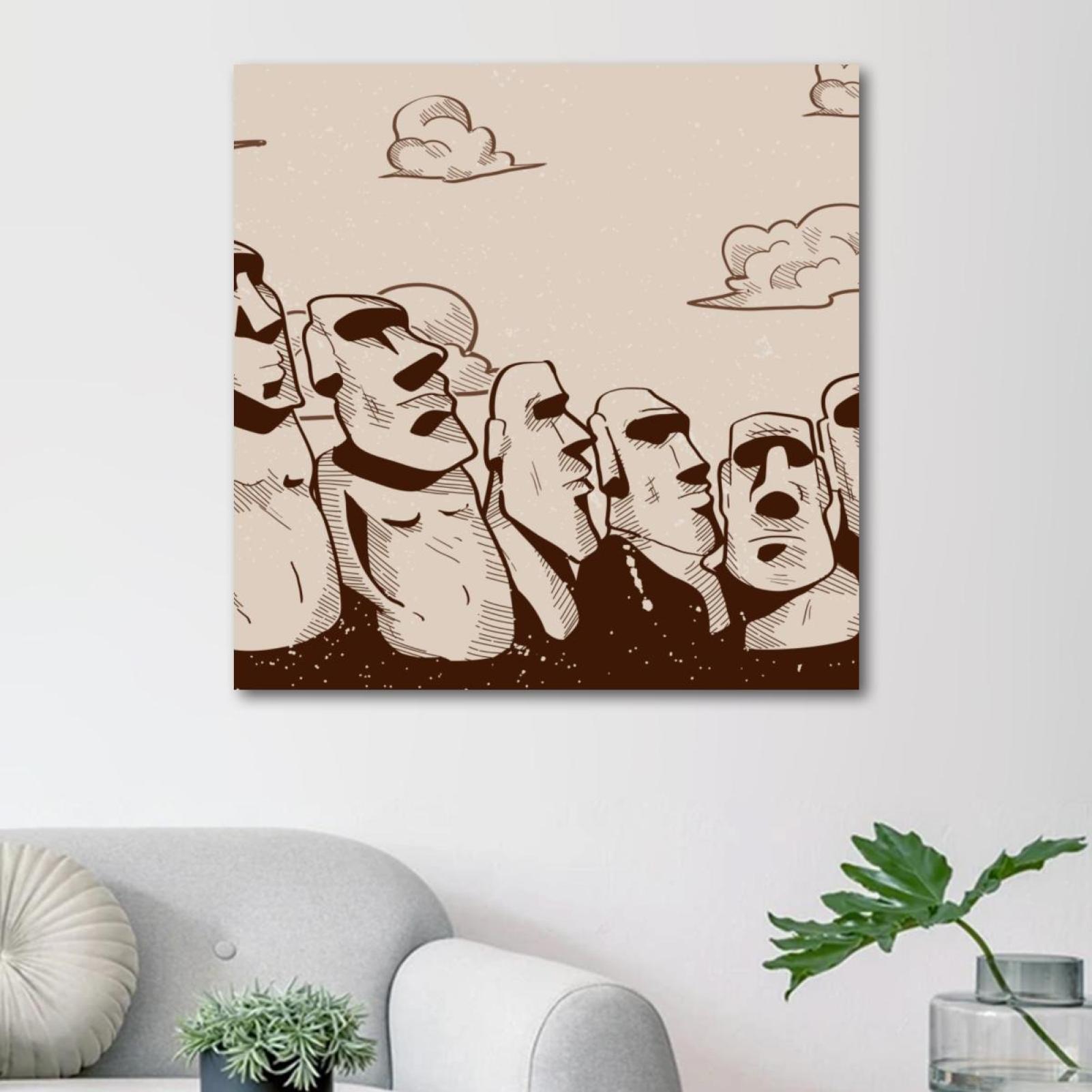 OWNSERIES Easter Island Moai Statue Pattern Canvas Wall Art Paintings ...