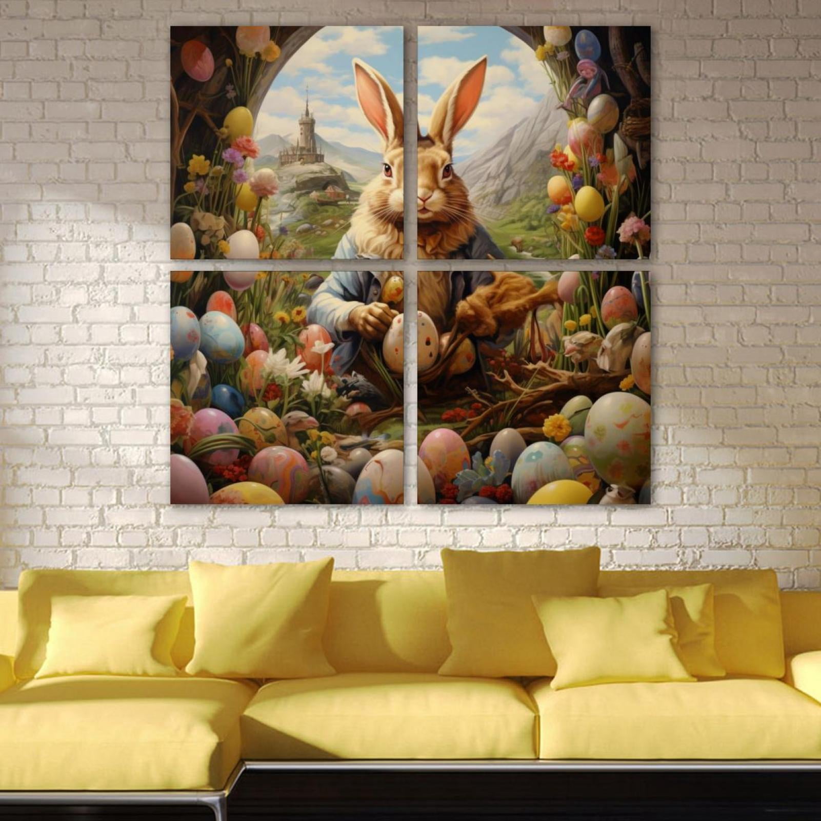 OWNSERIES Easter Pattern 4PC Frameless Canvas Wall Art Paintings for ...