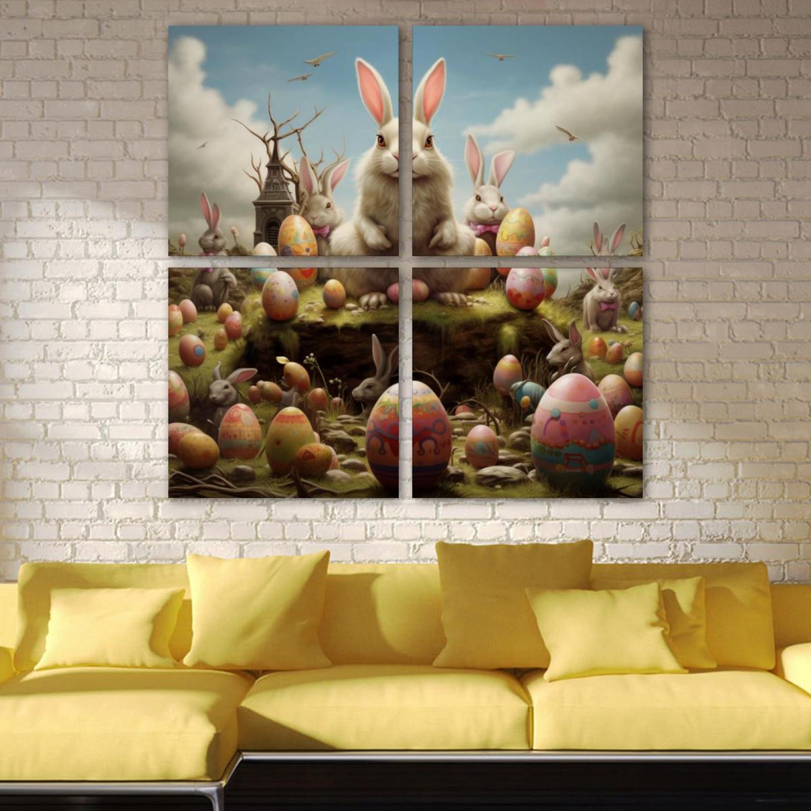 OWNSERIES Easter Pattern 4PC Frameless Canvas Wall Art Paintings for ...