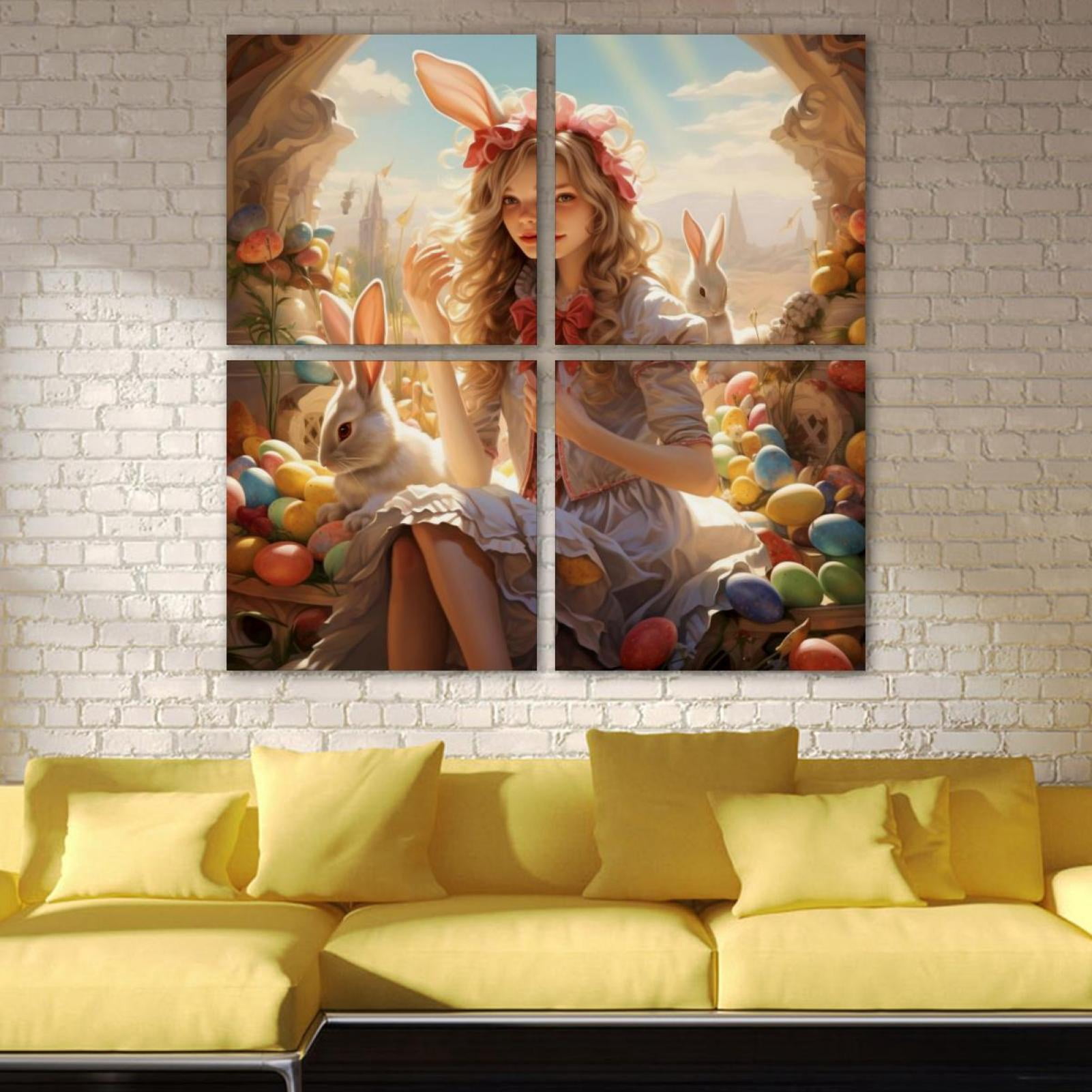 OWNSERIES Easter Pattern 4PC Frameless Canvas Wall Art Paintings for ...