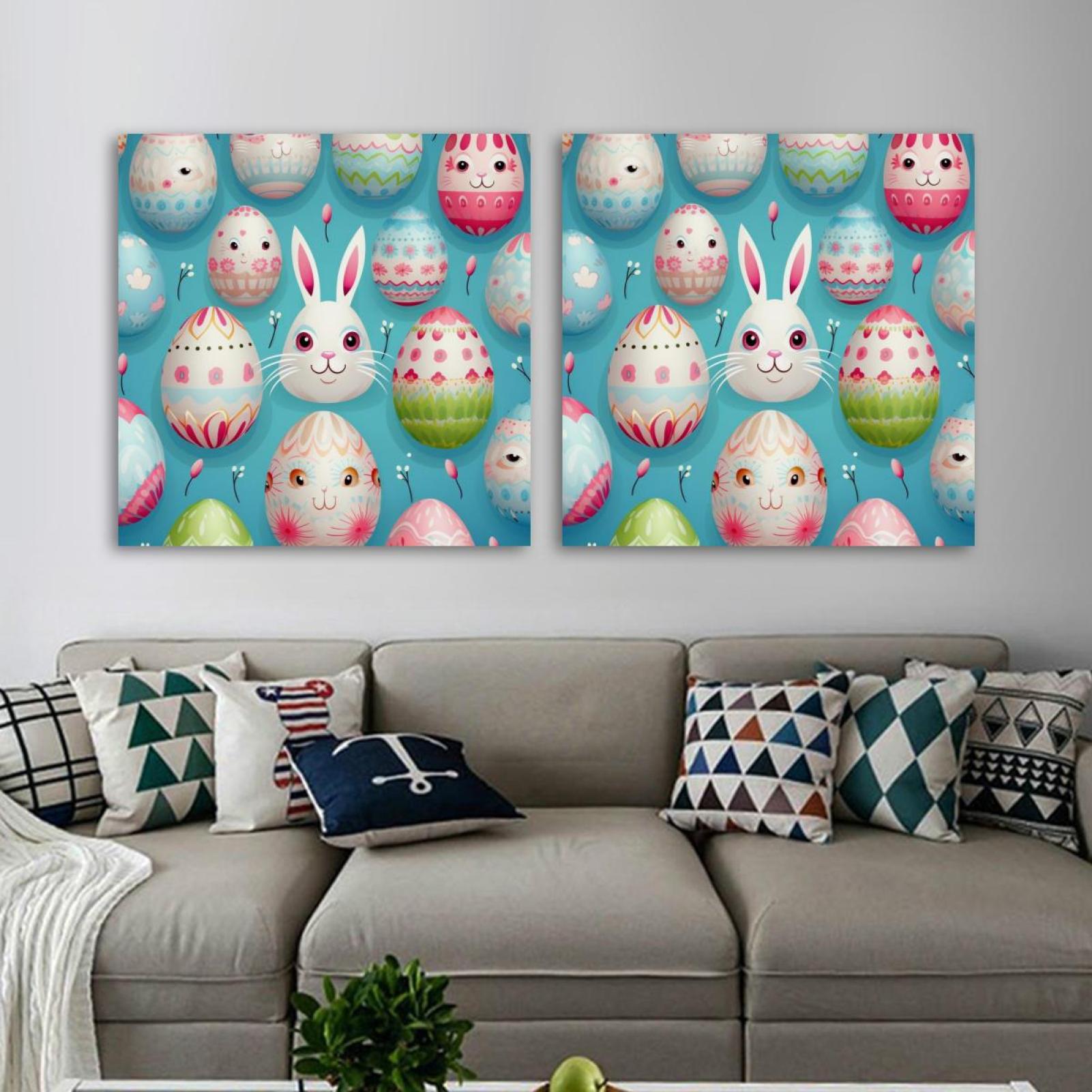 OWNSERIES Easter Rabbit Pattern 2PC Canvas Wall Art Paintings for ...