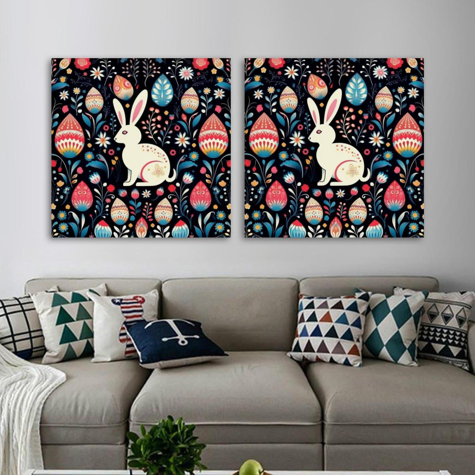 OWNSERIES Easter Rabbit Pattern 2PC Canvas Wall Art Paintings for ...