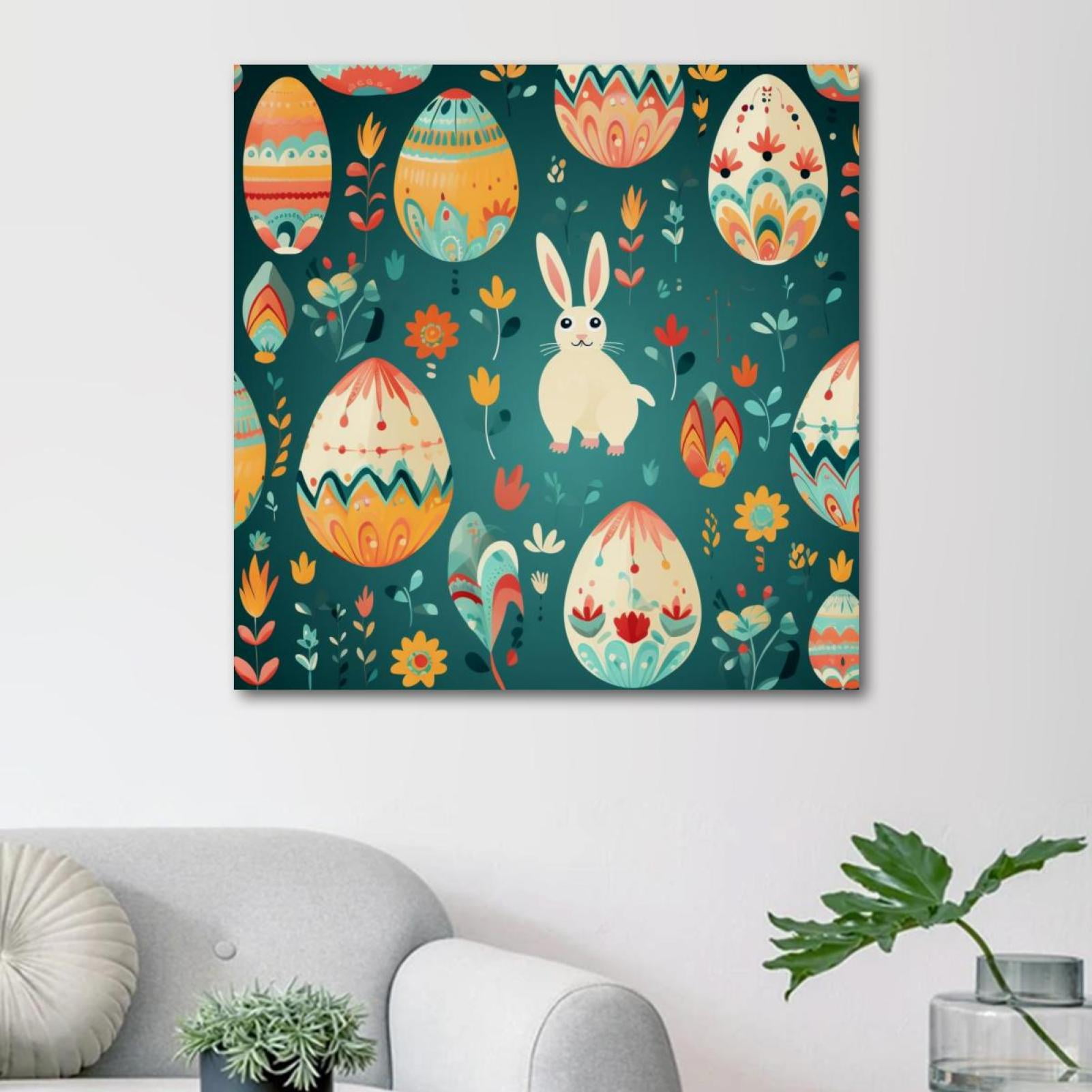 OWNSERIES Easter Rabbit Pattern Canvas Wall Art Paintings for Living ...
