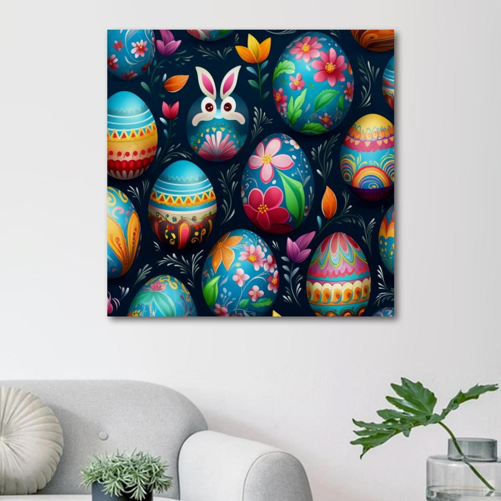 OWNSERIES Easter Rabbit Pattern Canvas Wall Art Paintings for Living ...