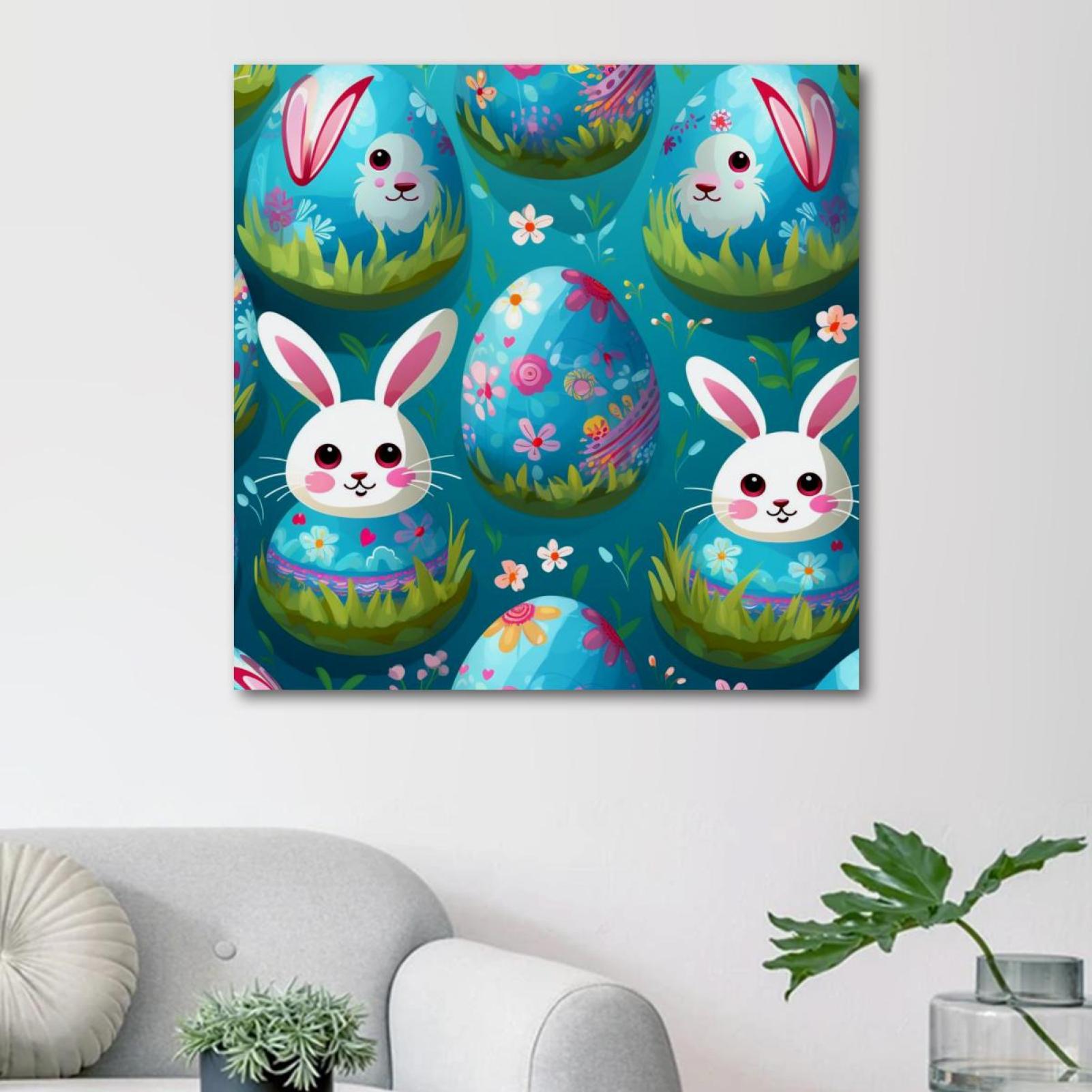 OWNSERIES Easter Rabbit Pattern Canvas Wall Art Paintings for Living ...