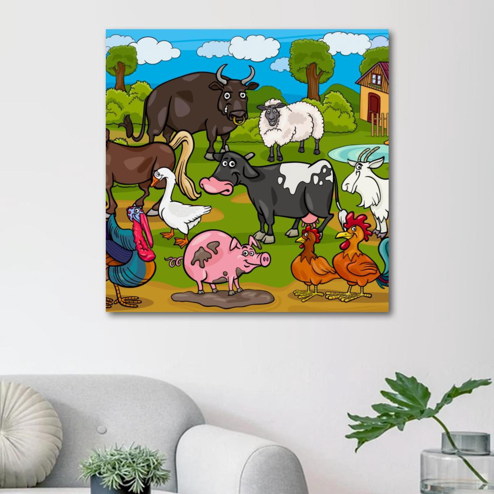 OWNSERIES Farm Animal Selfie Pattern Canvas Wall Art Paintings for ...