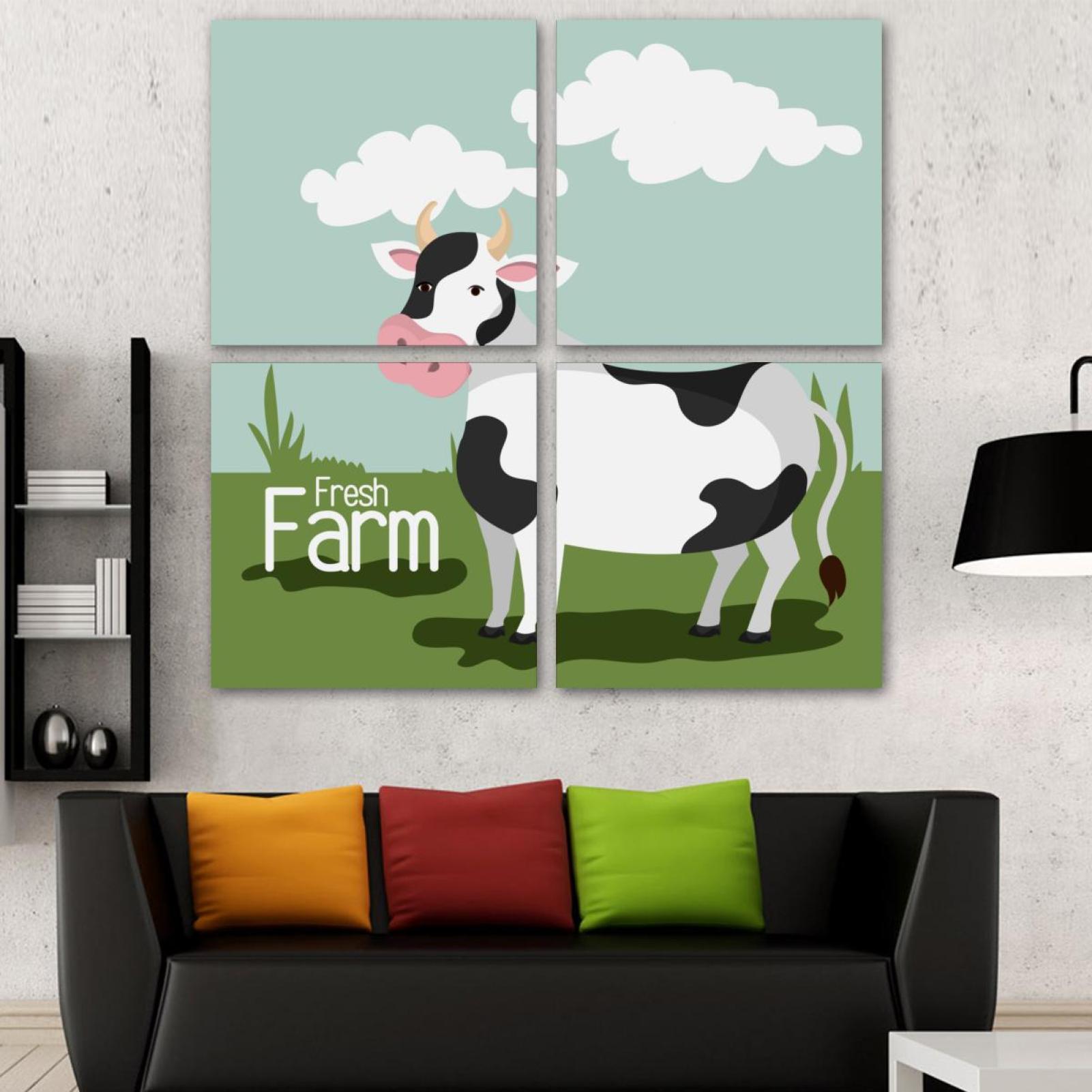 OWNSERIES Farm Lifestyle Pattern 4PC Frameless Canvas Wall Art ...