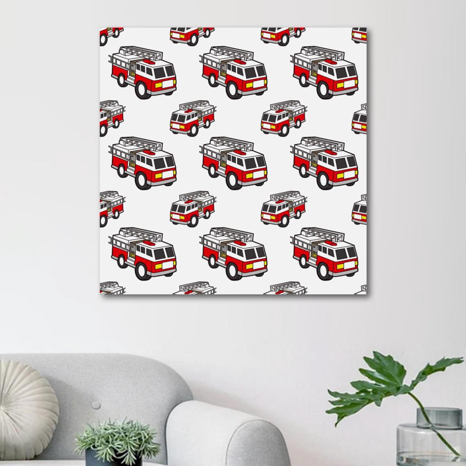 OWNSERIES Fire Truck Pattern Canvas Wall Art Paintings for Living Room ...