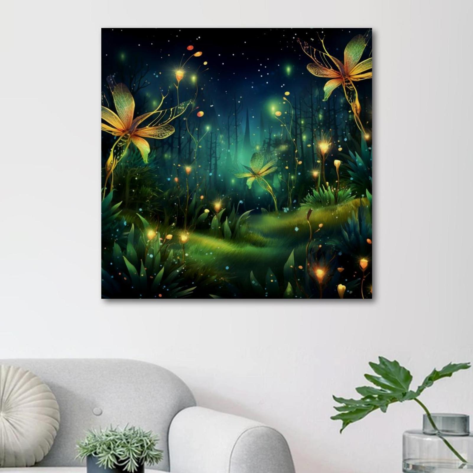 OWNSERIES Firefly Pattern Canvas Wall Art Paintings for Living Room Canvas Frameless Print Wall ...