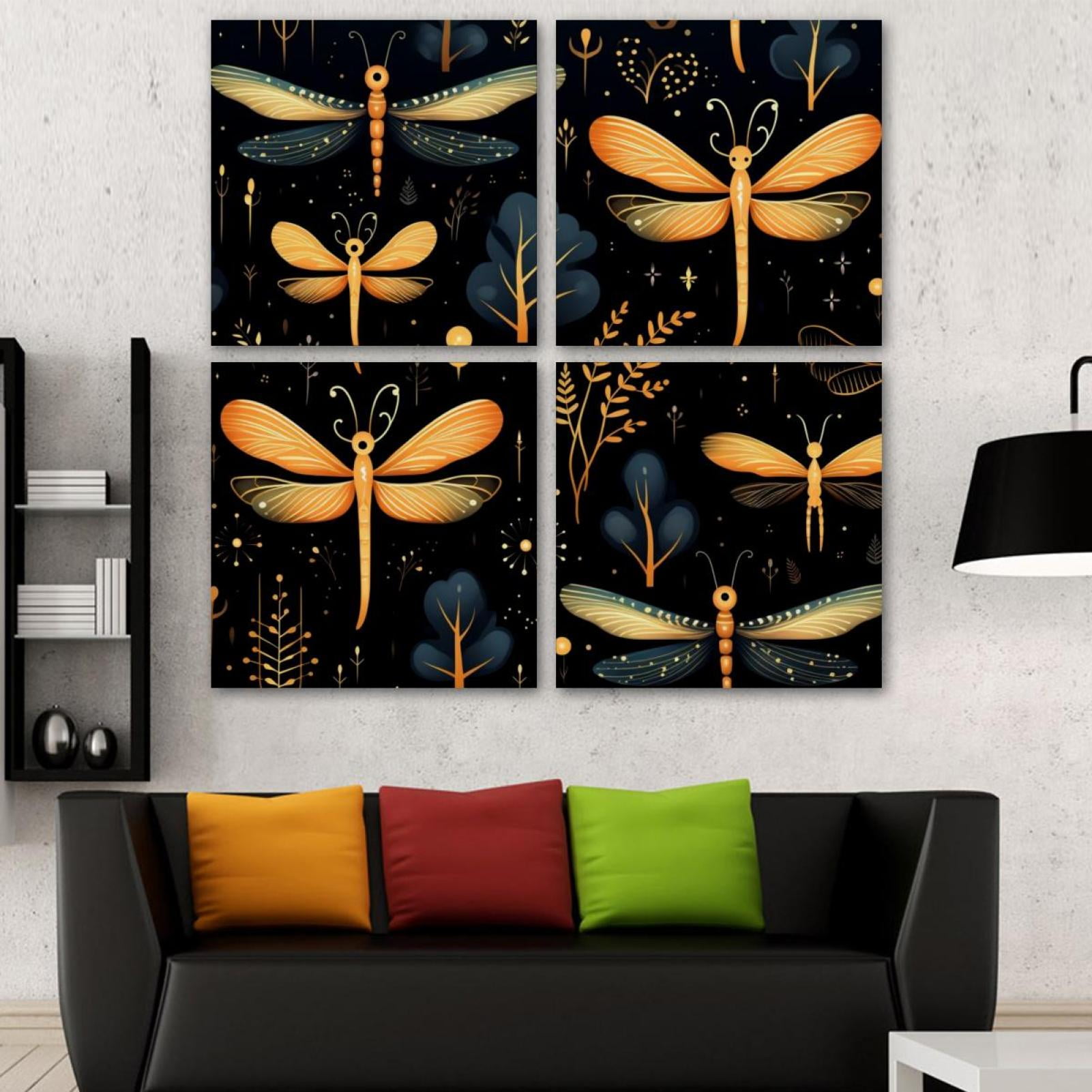 OWNSERIES Firefly Pattern Pattern 4PC Frameless Canvas Wall Art ...