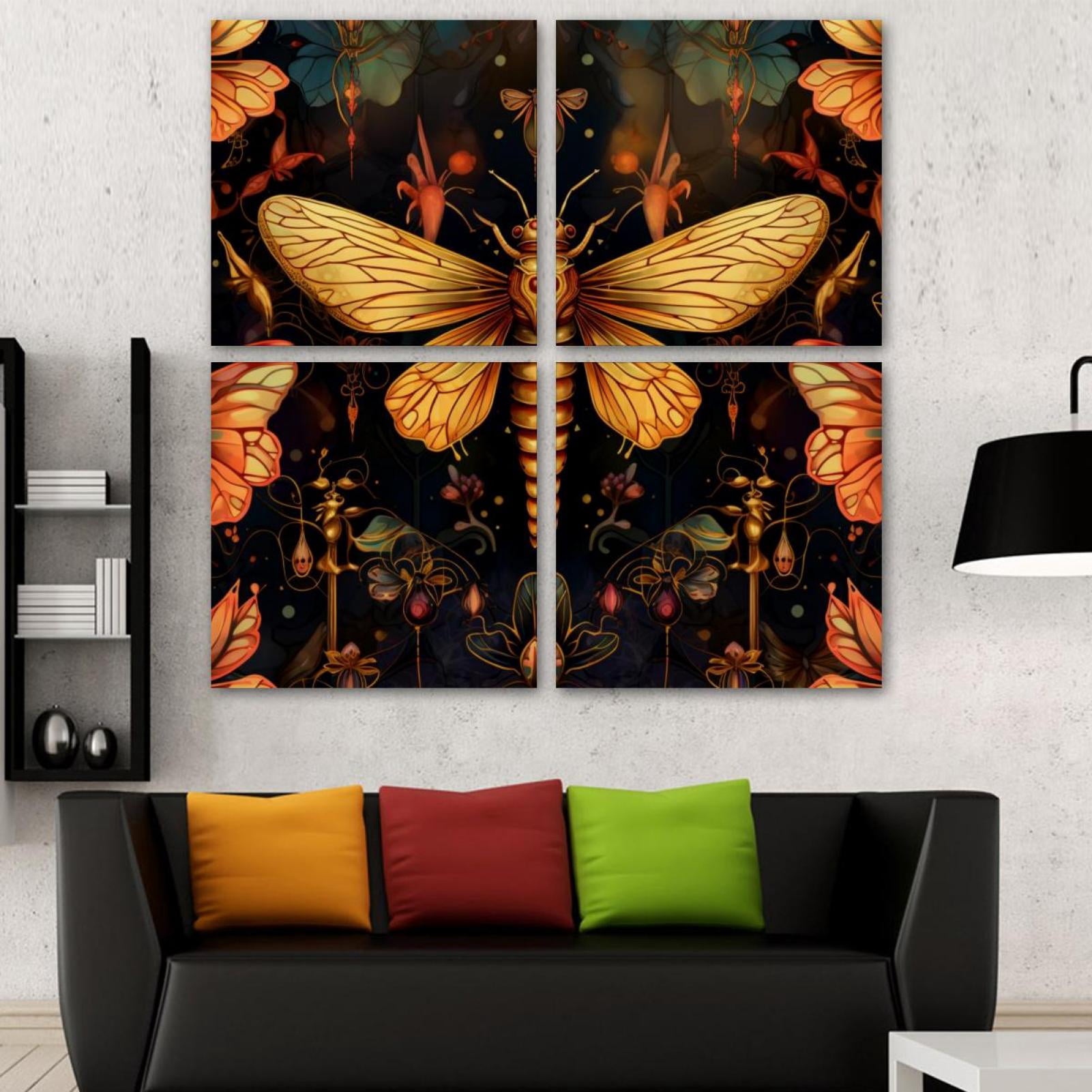 OWNSERIES Firefly Pattern Pattern 4PC Frameless Canvas Wall Art ...