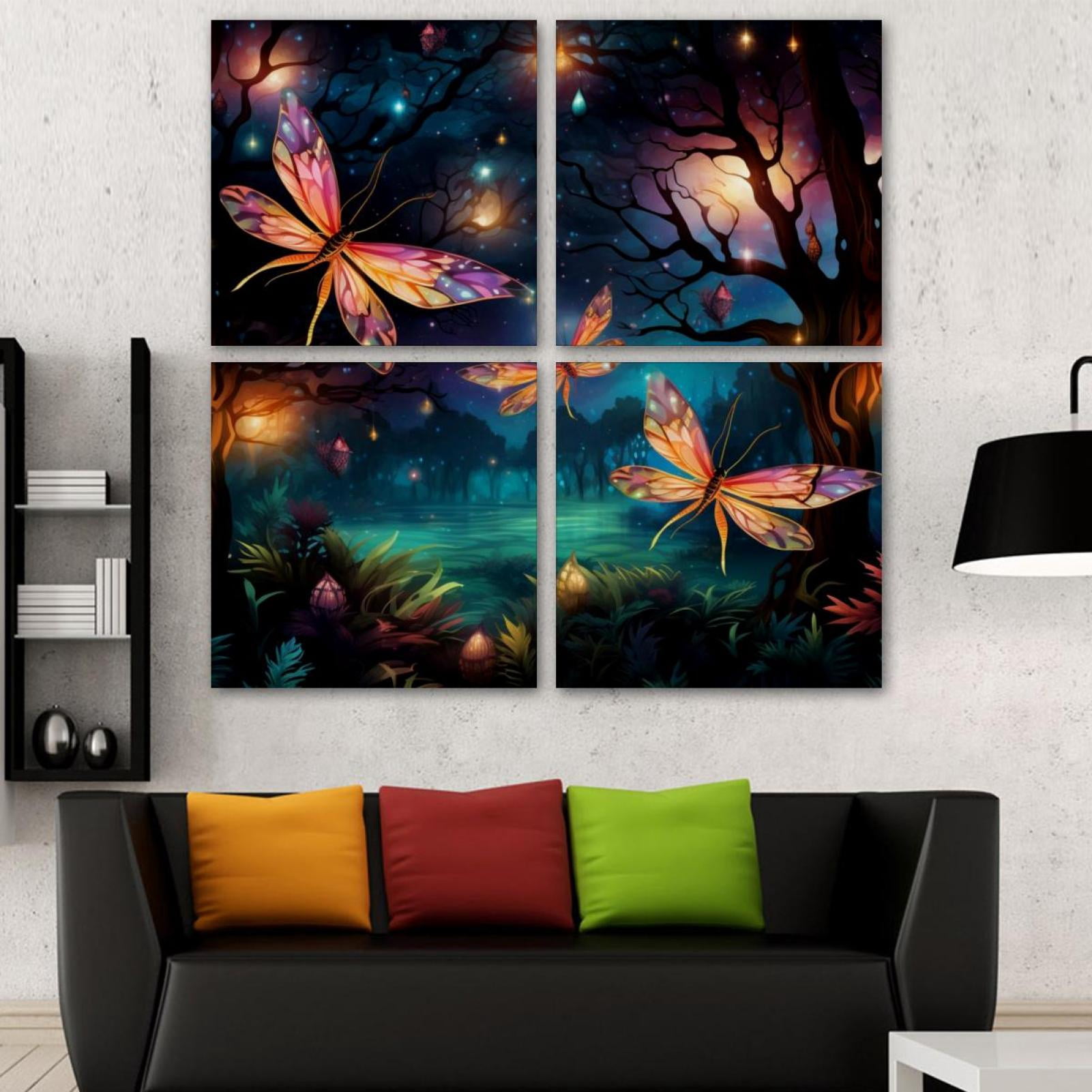 OWNSERIES Firefly Pattern Pattern 4PC Frameless Canvas Wall Art ...