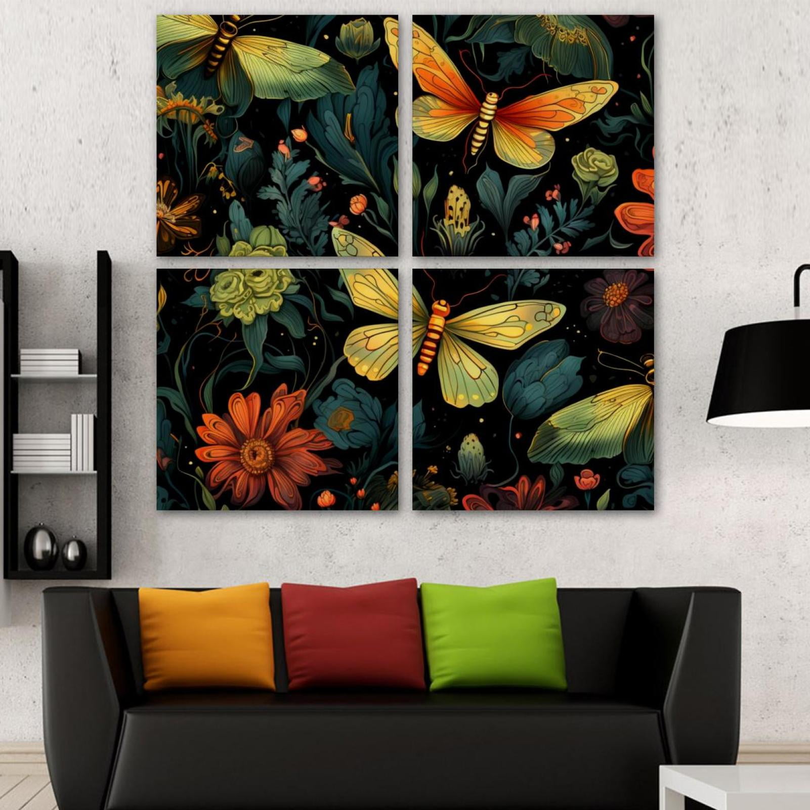OWNSERIES Firefly Pattern Pattern 4PC Frameless Canvas Wall Art ...