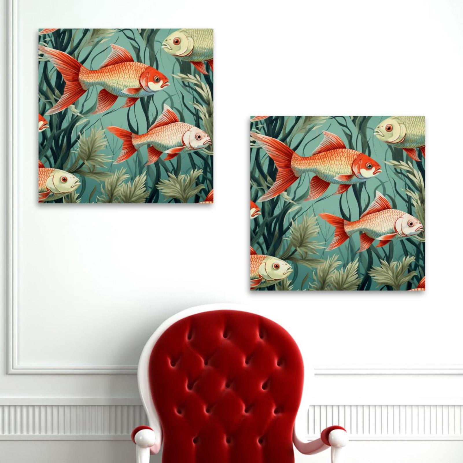 OWNSERIES Fish Pattern 2PC Canvas Wall Art Paintings for Living Room ...