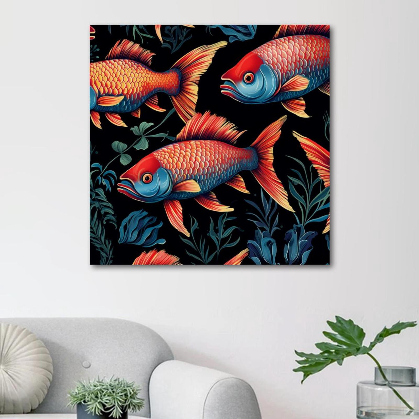 OWNSERIES Fish Pattern Canvas Wall Art Paintings for Living Room Canvas ...