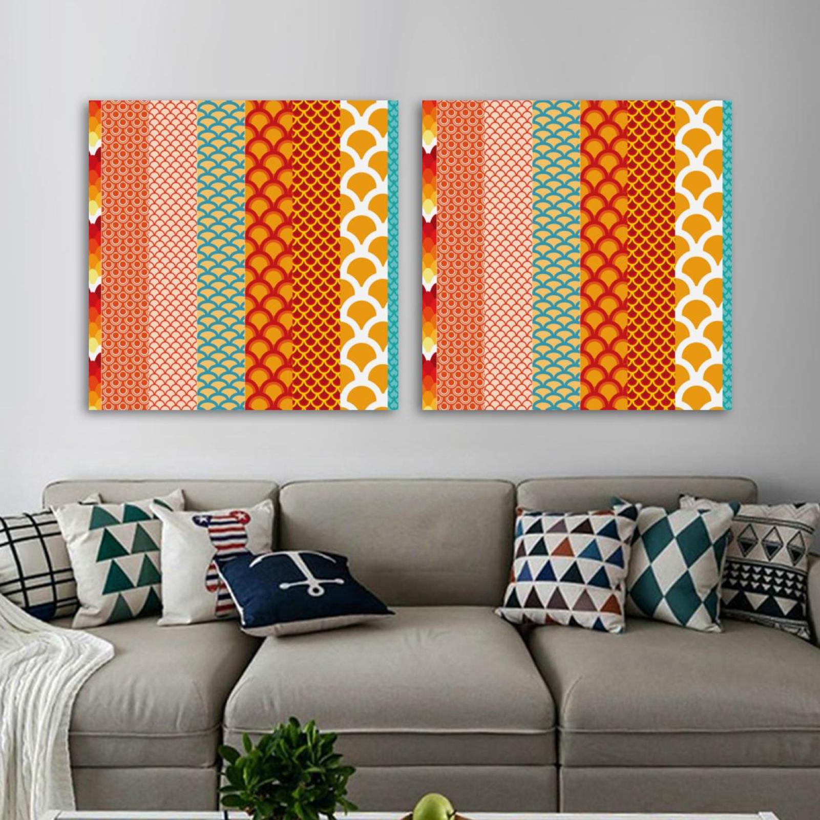 OWNSERIES Fish Scale Patterns Pattern 2PC Canvas Wall Art Paintings for ...