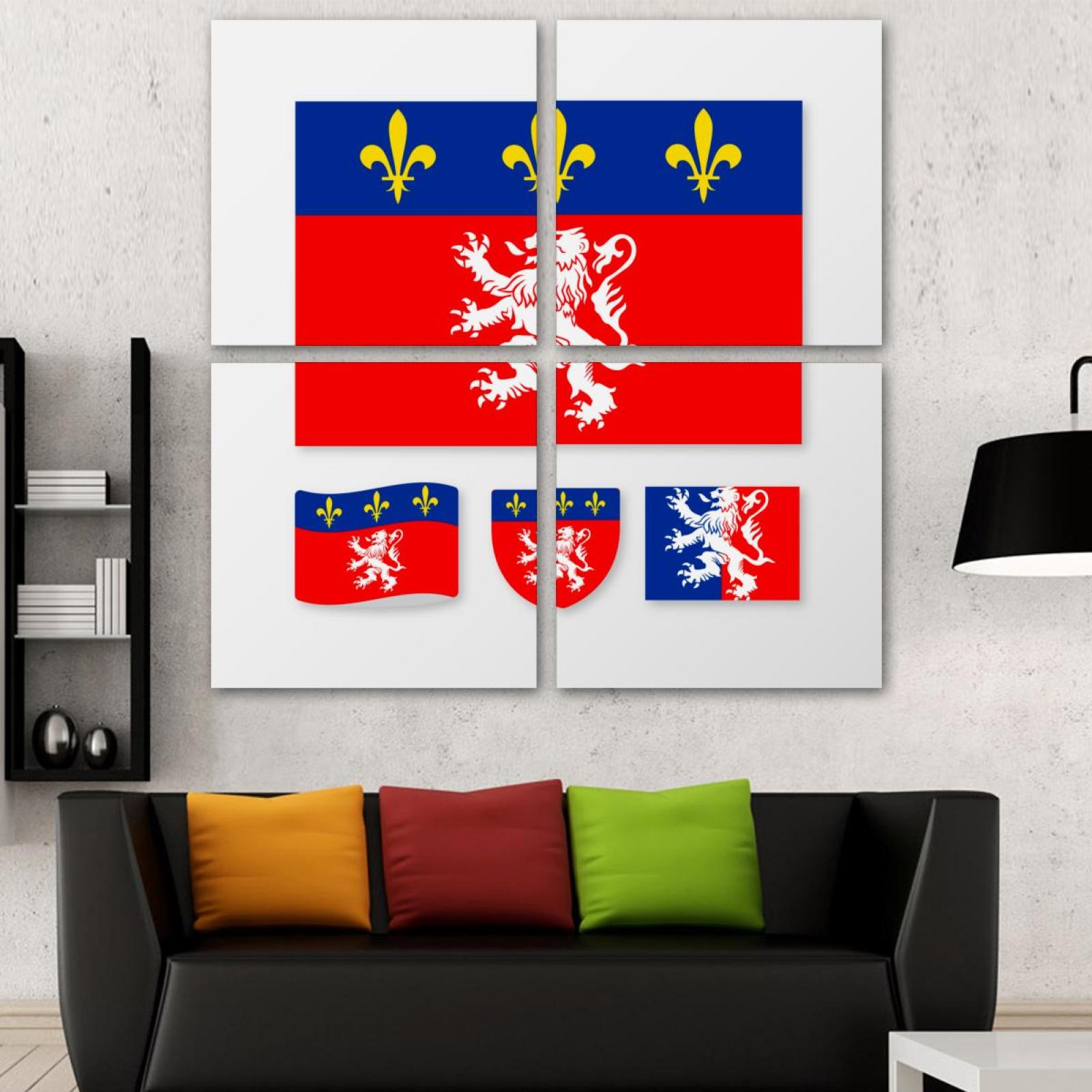 OWNSERIES Flag of Lyon Pattern 4PC Frameless Canvas Wall Art Paintings ...