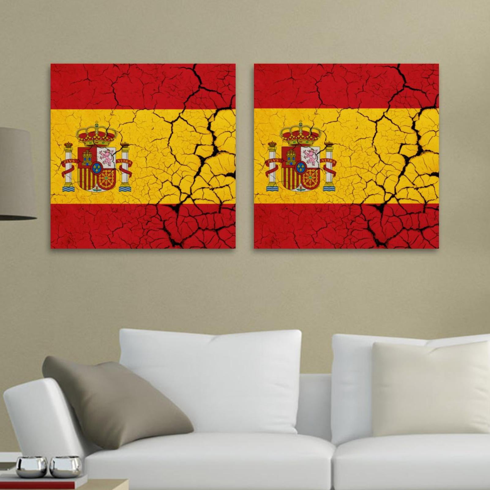 OWNSERIES Flag of Spain with Emblem Pattern 2PC Canvas Wall Art ...