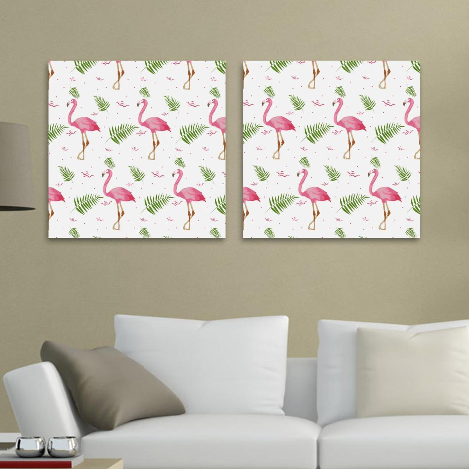 OWNSERIES Flamingo Summer Pattern 2PC Canvas Wall Art Paintings for ...
