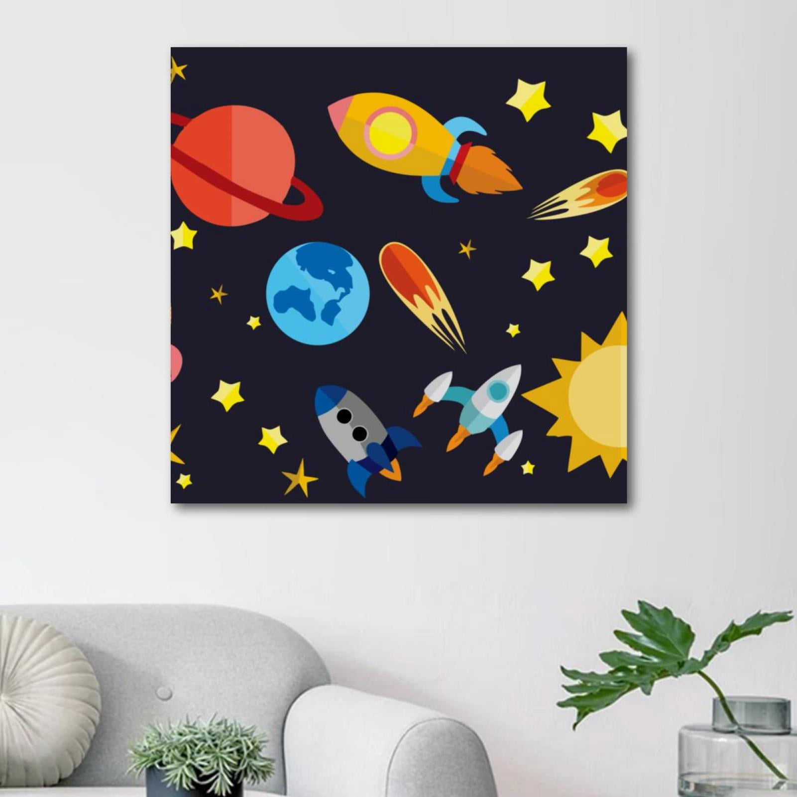 OWNSERIES Flat Space Ship Pattern Canvas Wall Art Paintings for Living ...