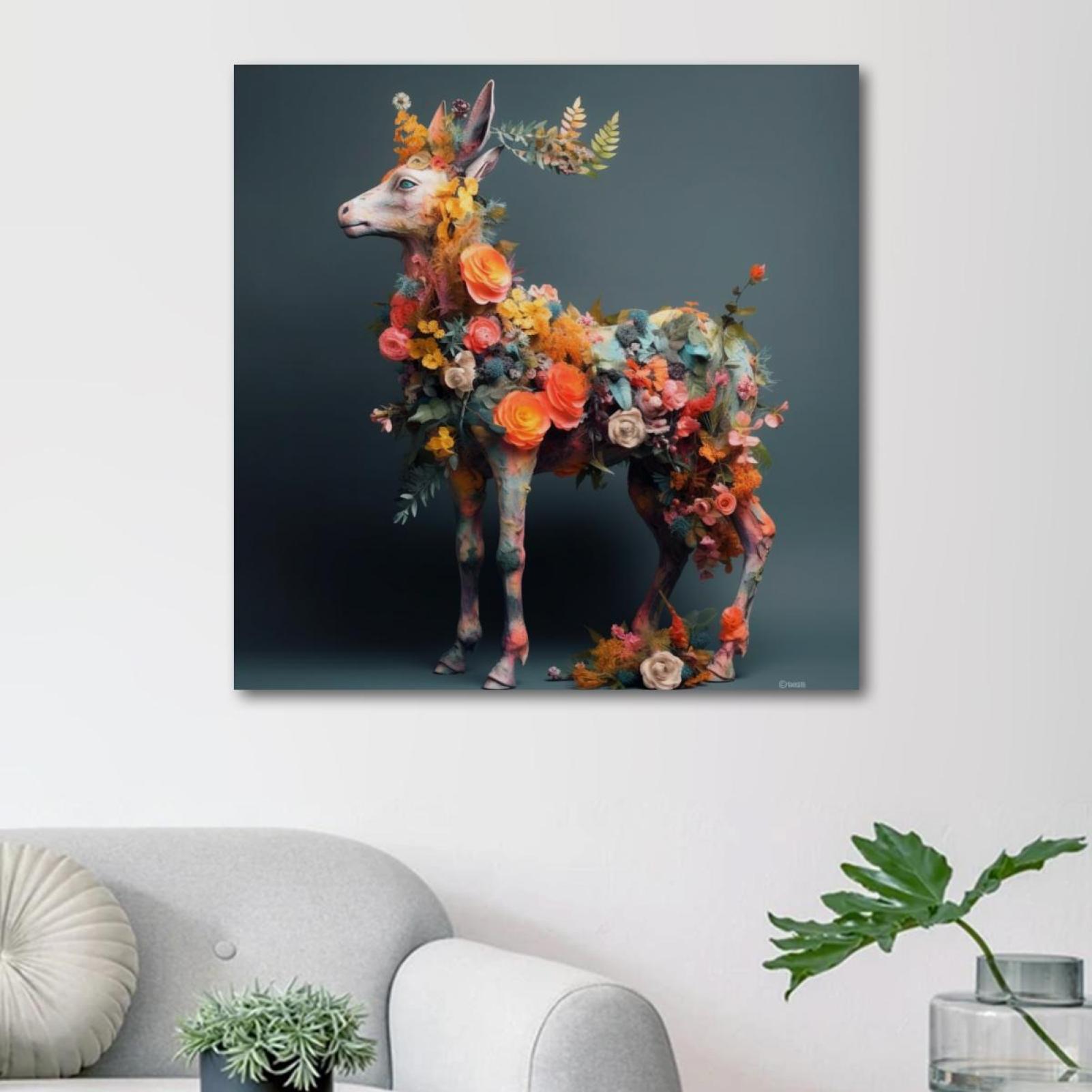 OWNSERIES Floral Animal Pattern Canvas Wall Art Paintings for Living ...